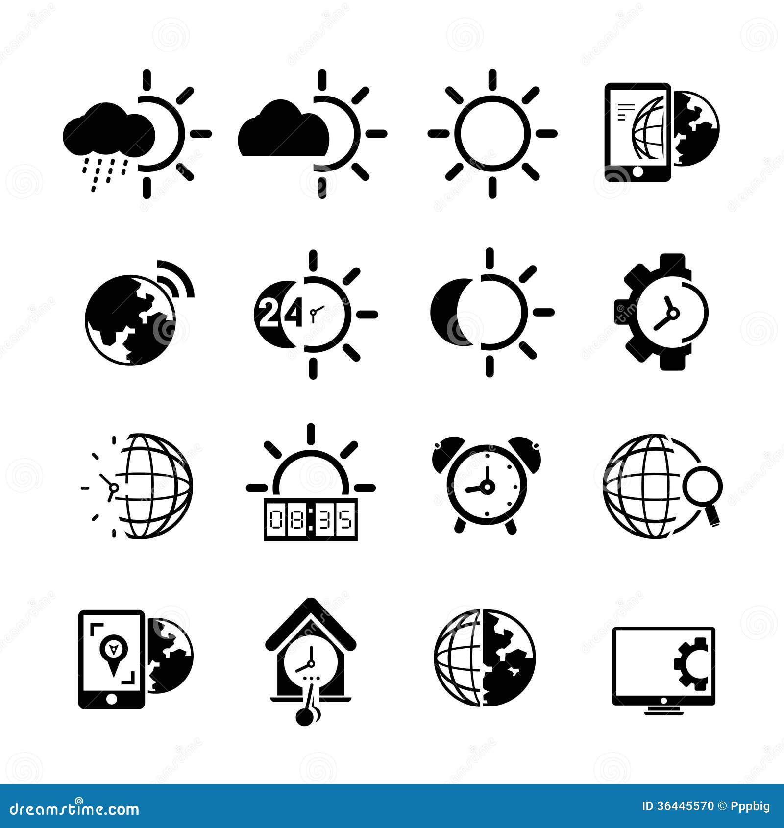 Weather icons stock vector. Illustration of hours, cloud - 36445570