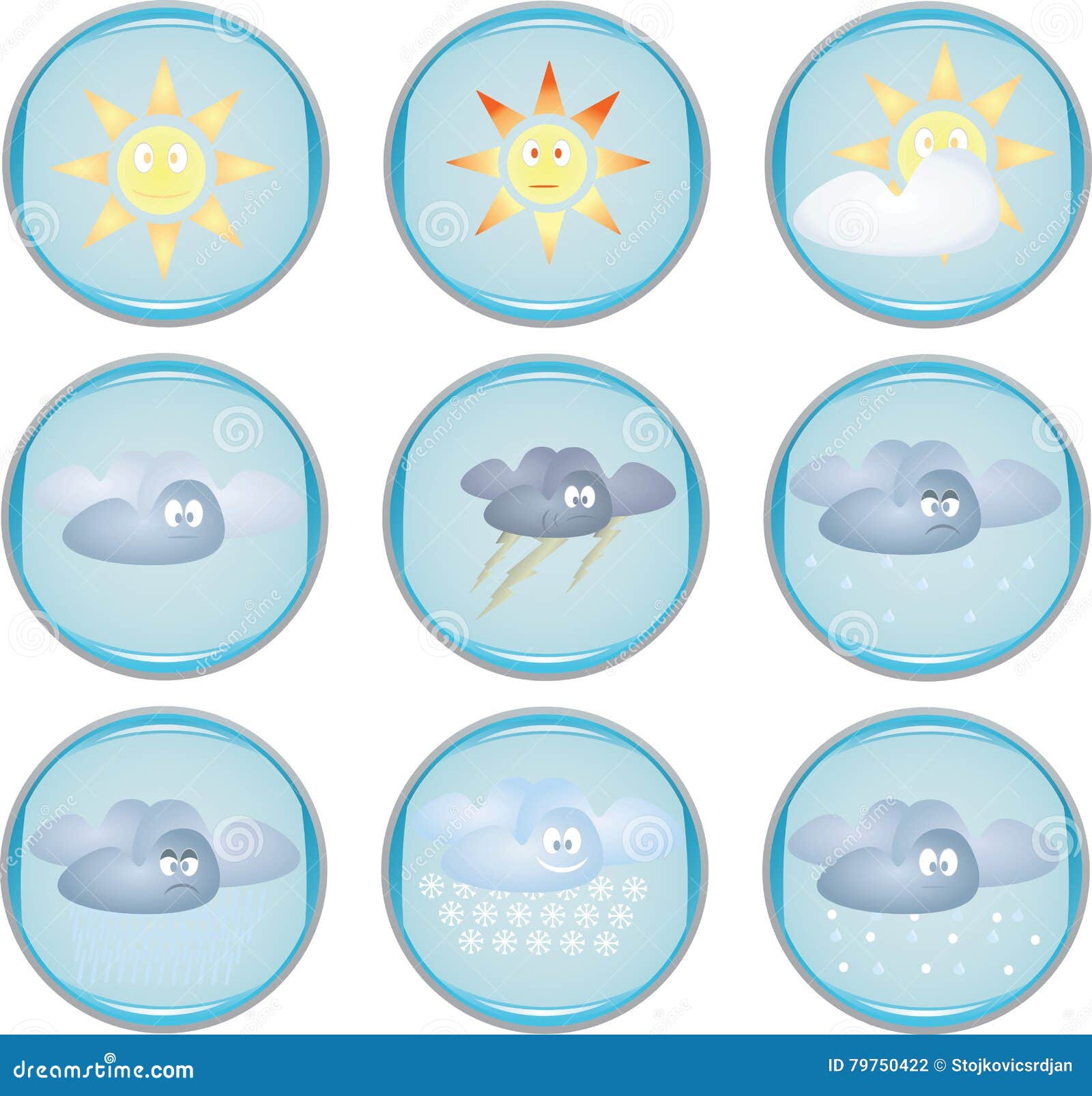 Weather icons stock vector. Illustration of cold, smile - 79750422