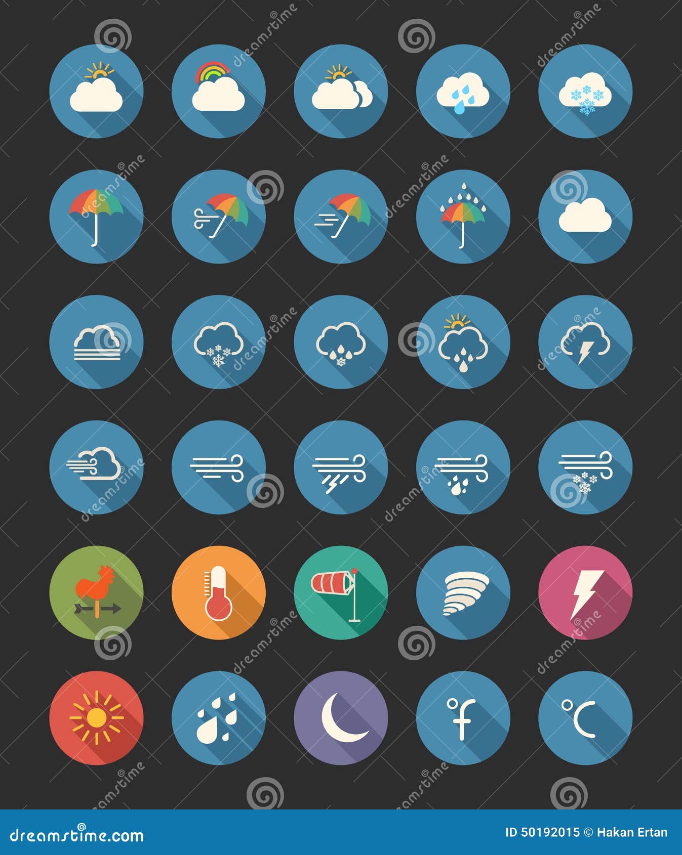 Weather Icons stock vector. Illustration of sign, icon - 50192015