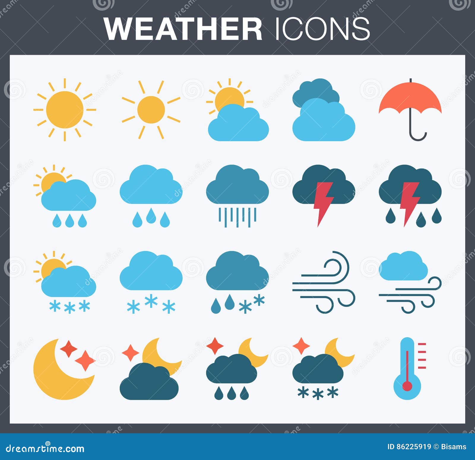 Weather icons. stock vector. Illustration of seasons - 86225919