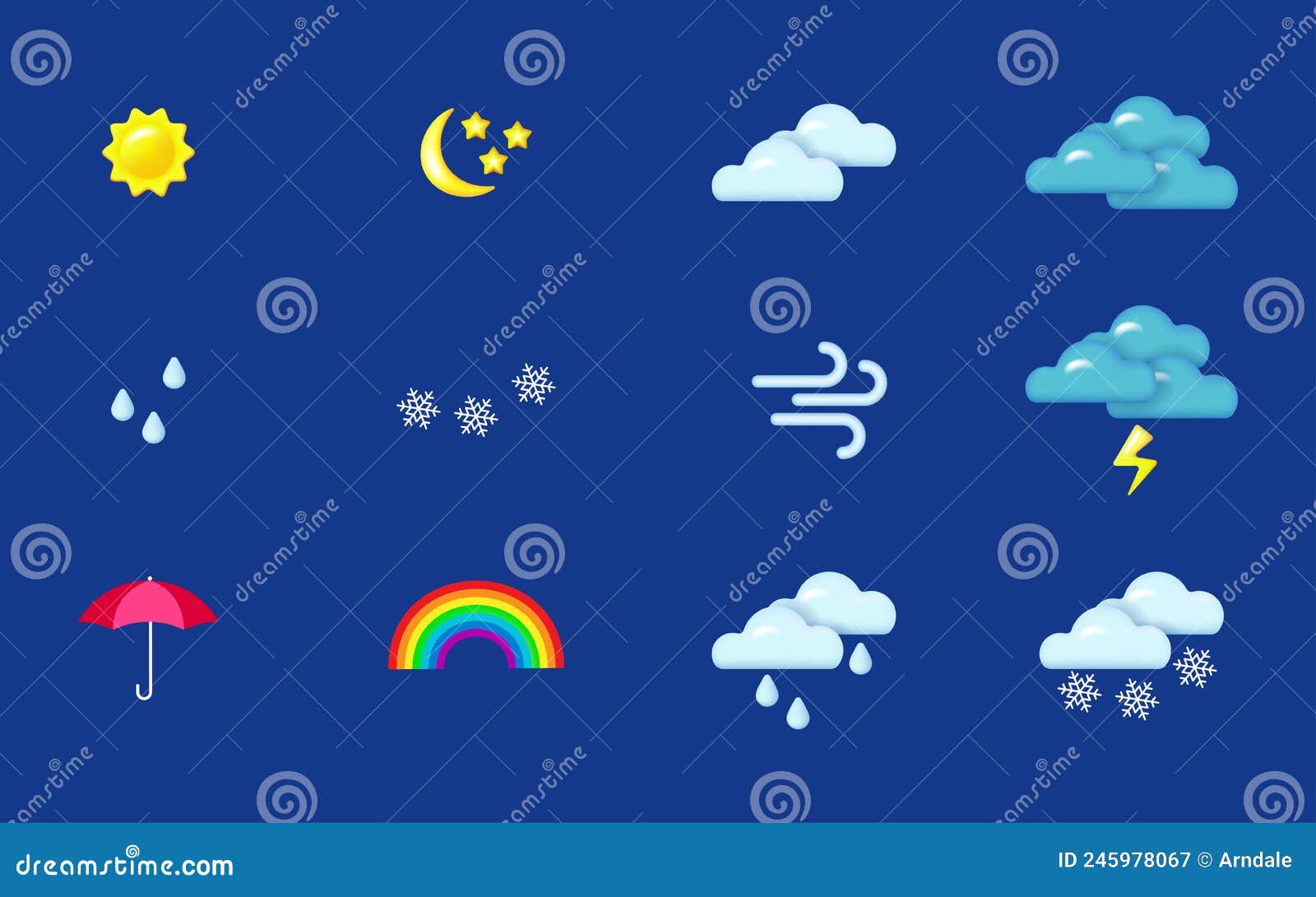 Weather Icons Set. Realistic 3d Objects Stock Vector - Illustration of ...