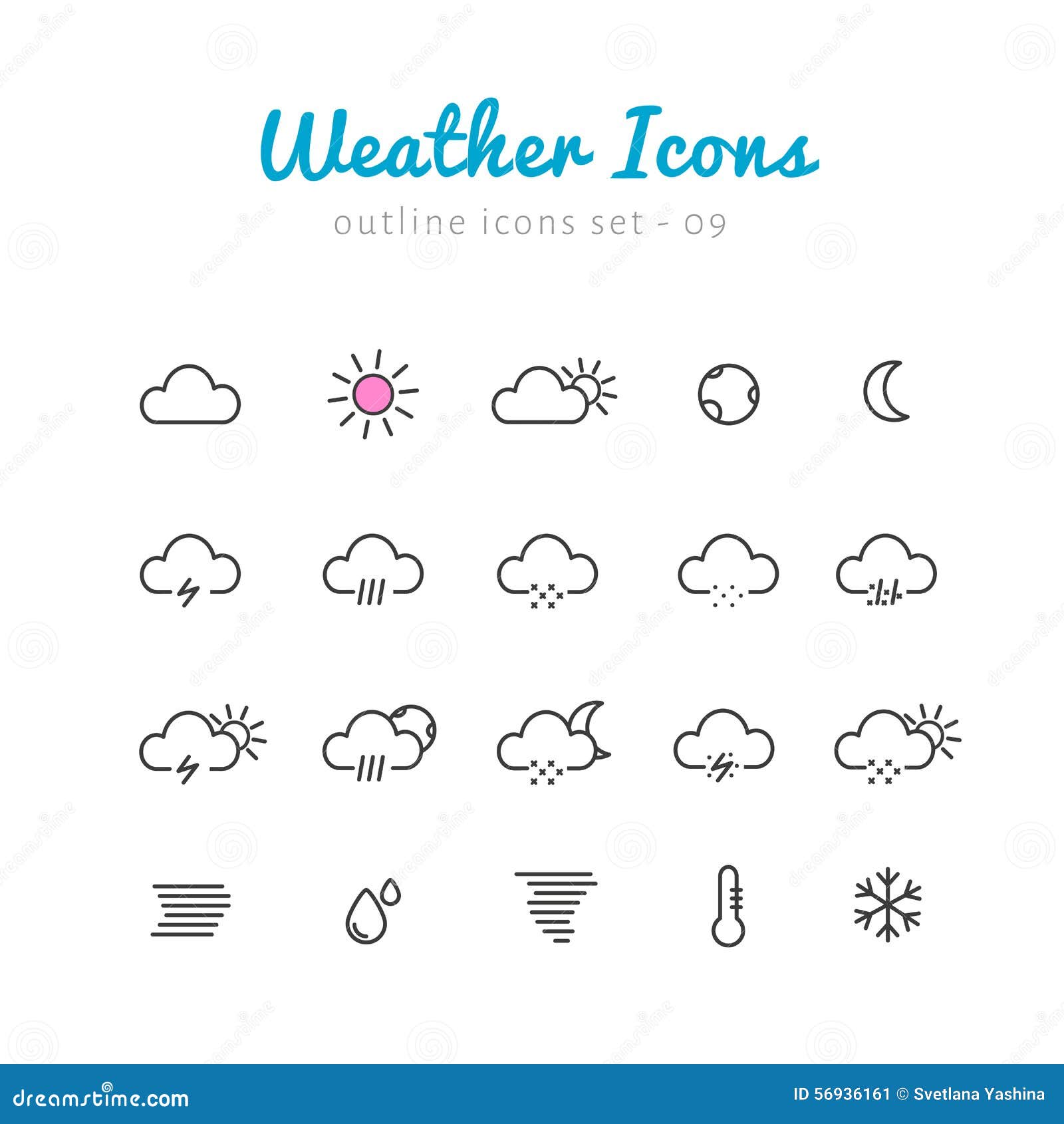 Weather icons set stock vector. Illustration of drop - 56936161
