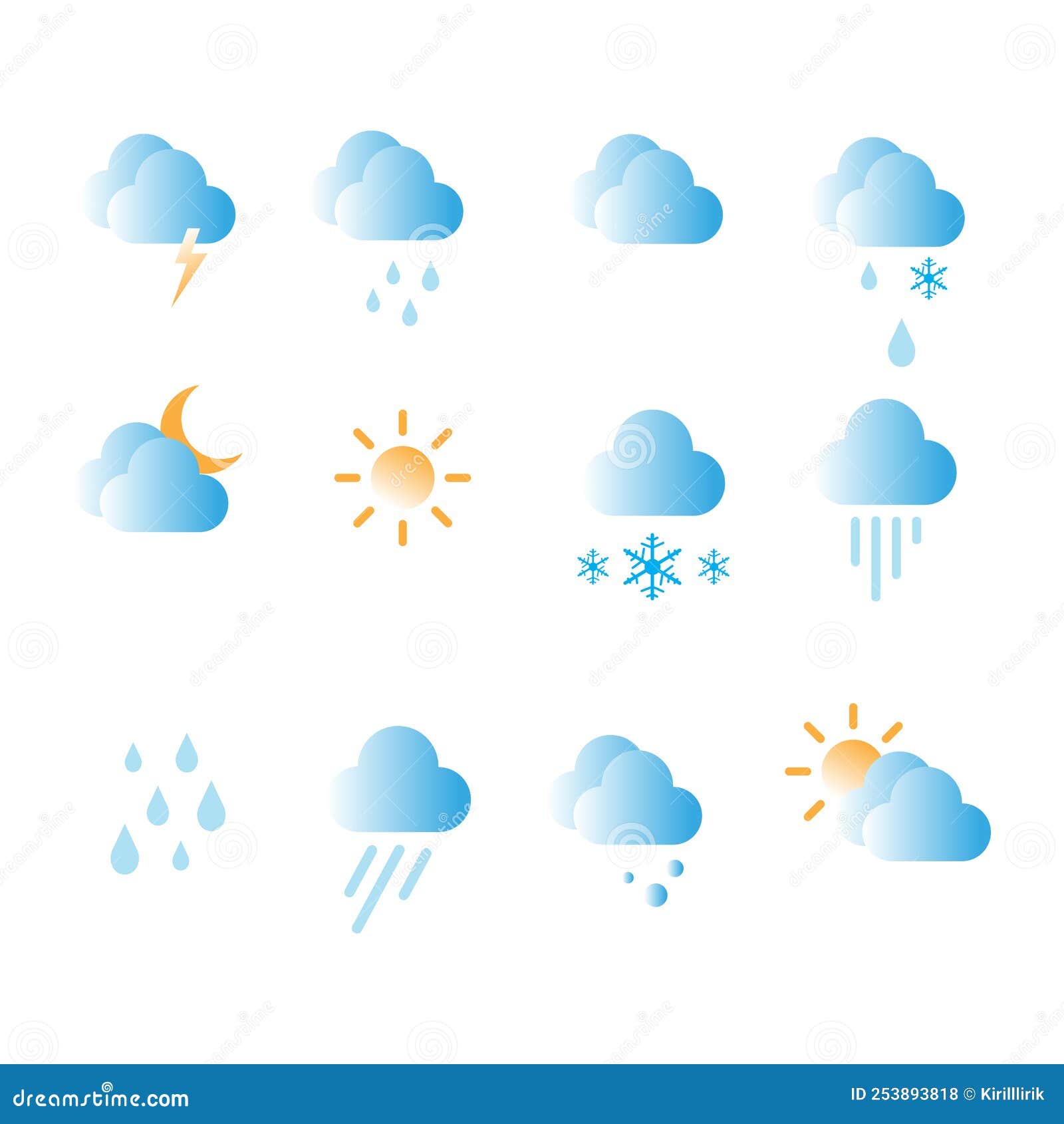 Weather Icons Set on White Background for Forecast Design Apps. Modern ...