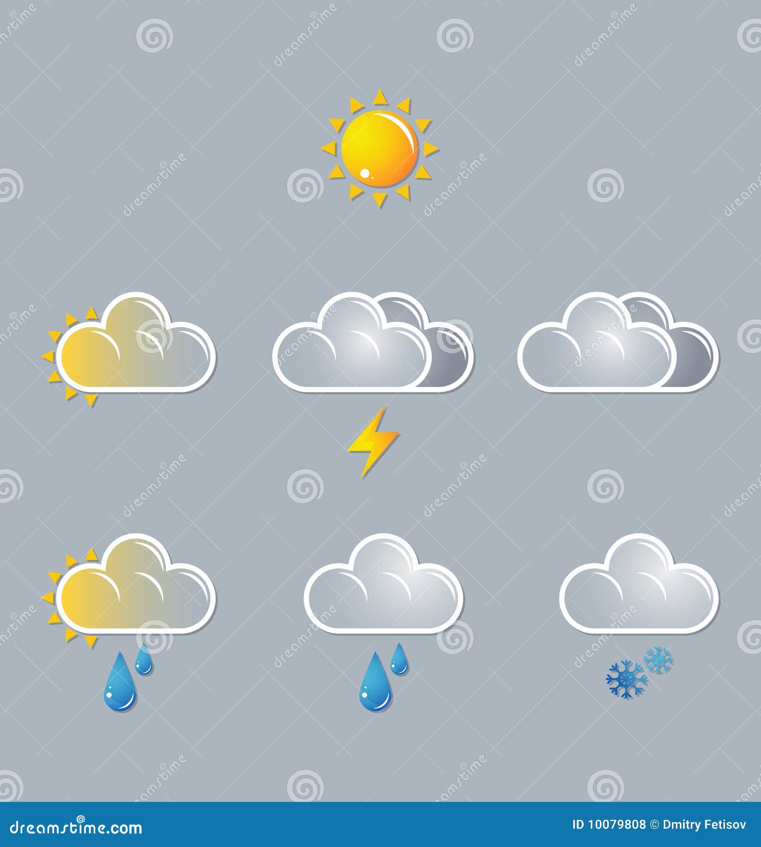 Weather icons, sun, cloud stock vector. Illustration of summer - 10079808
