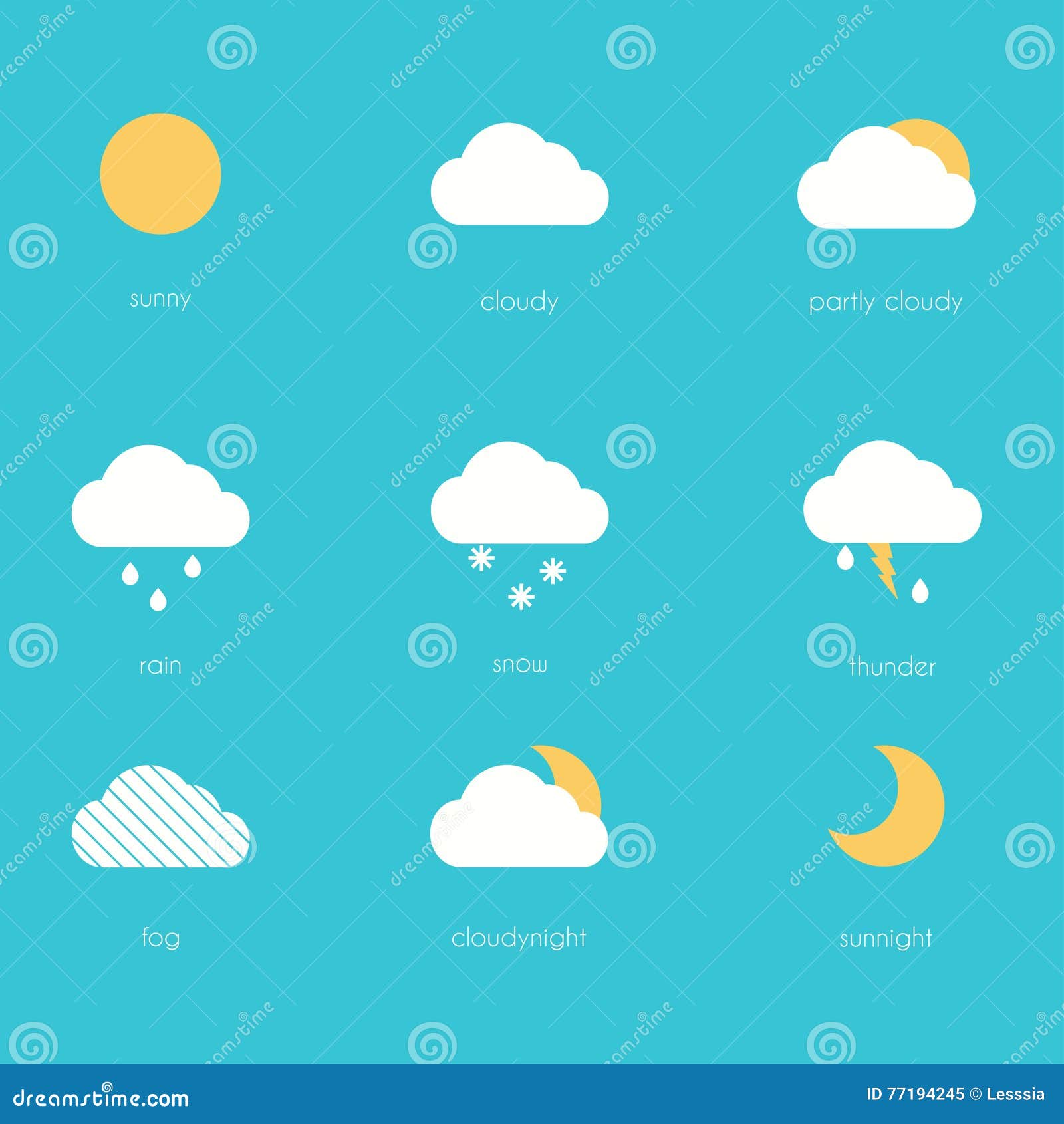 Weather Icons. Vector Modern Flat Creative Info Stock Vector ...