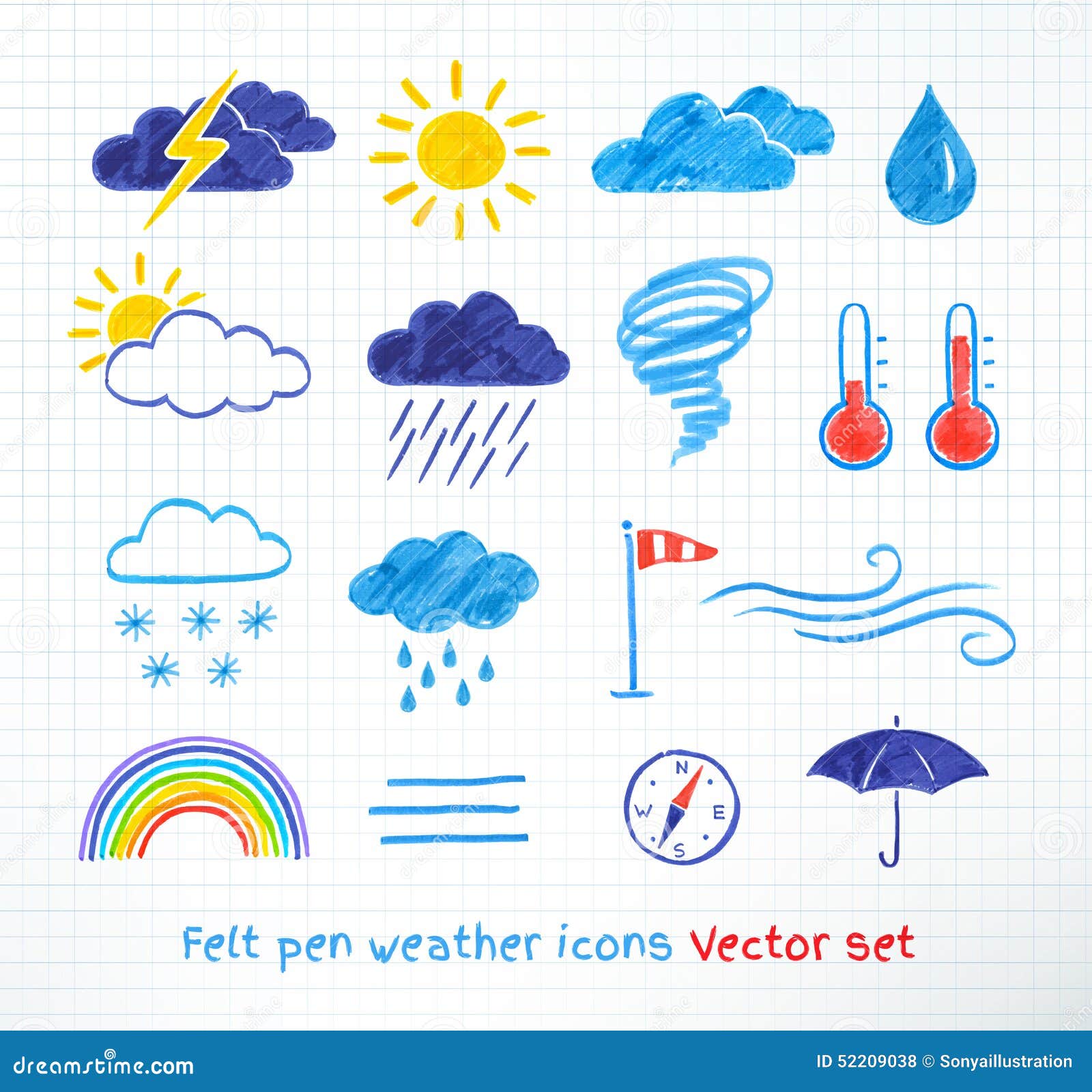 Weather icons vector set stock vector. Illustration of snow - 52209038
