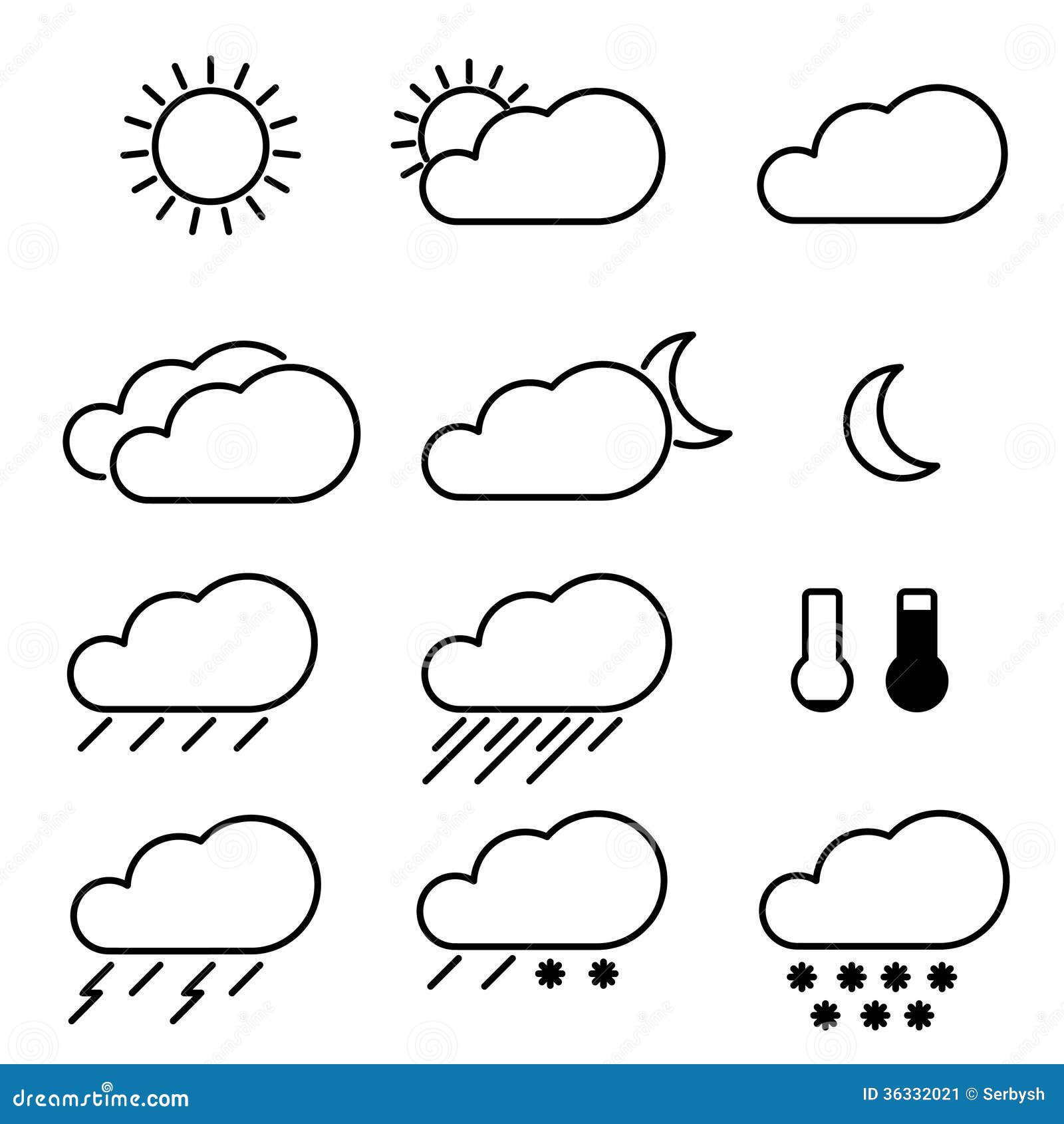 Weather Icons with White Background Stock Vector - Illustration of ...