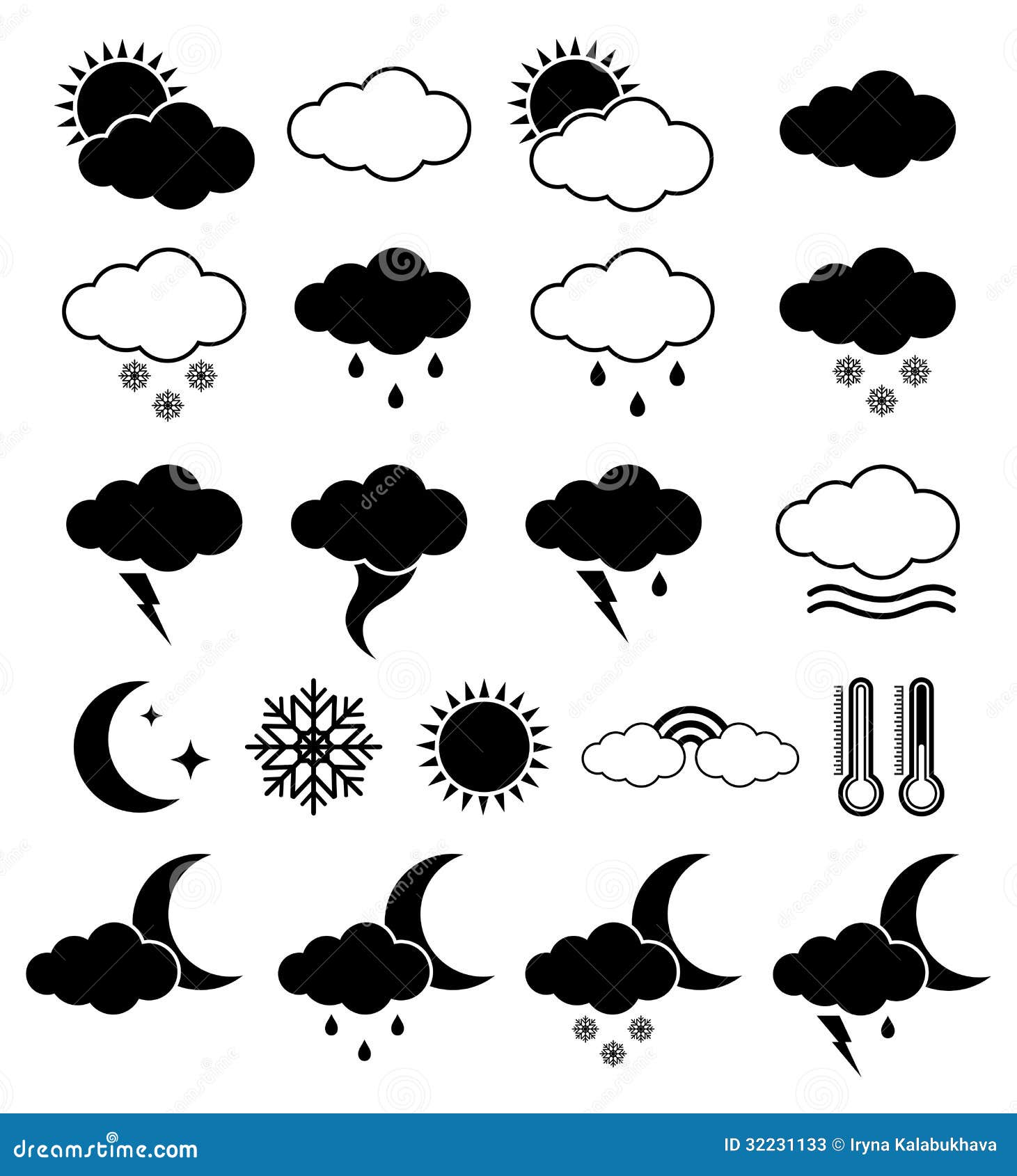 Weather icons stock vector. Illustration of pictogram - 32231133