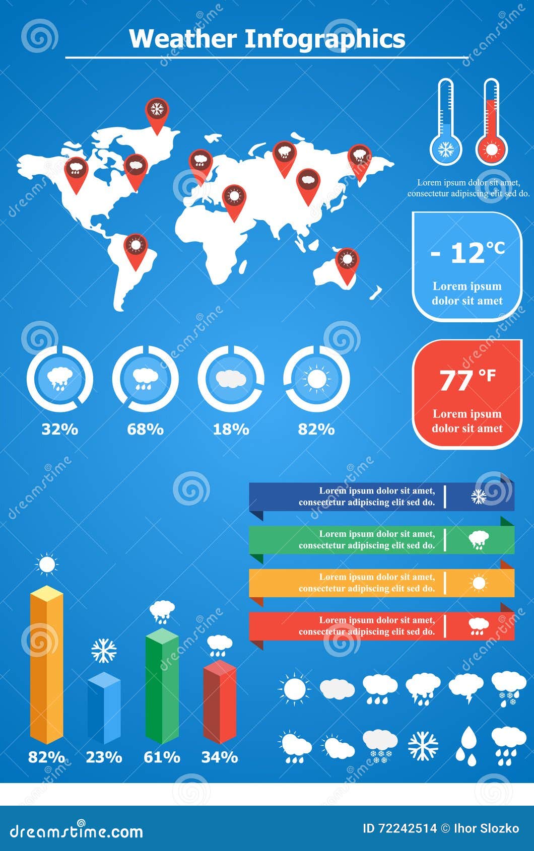 Weather Infographics Template Stock Vector - Illustration of autumn ...