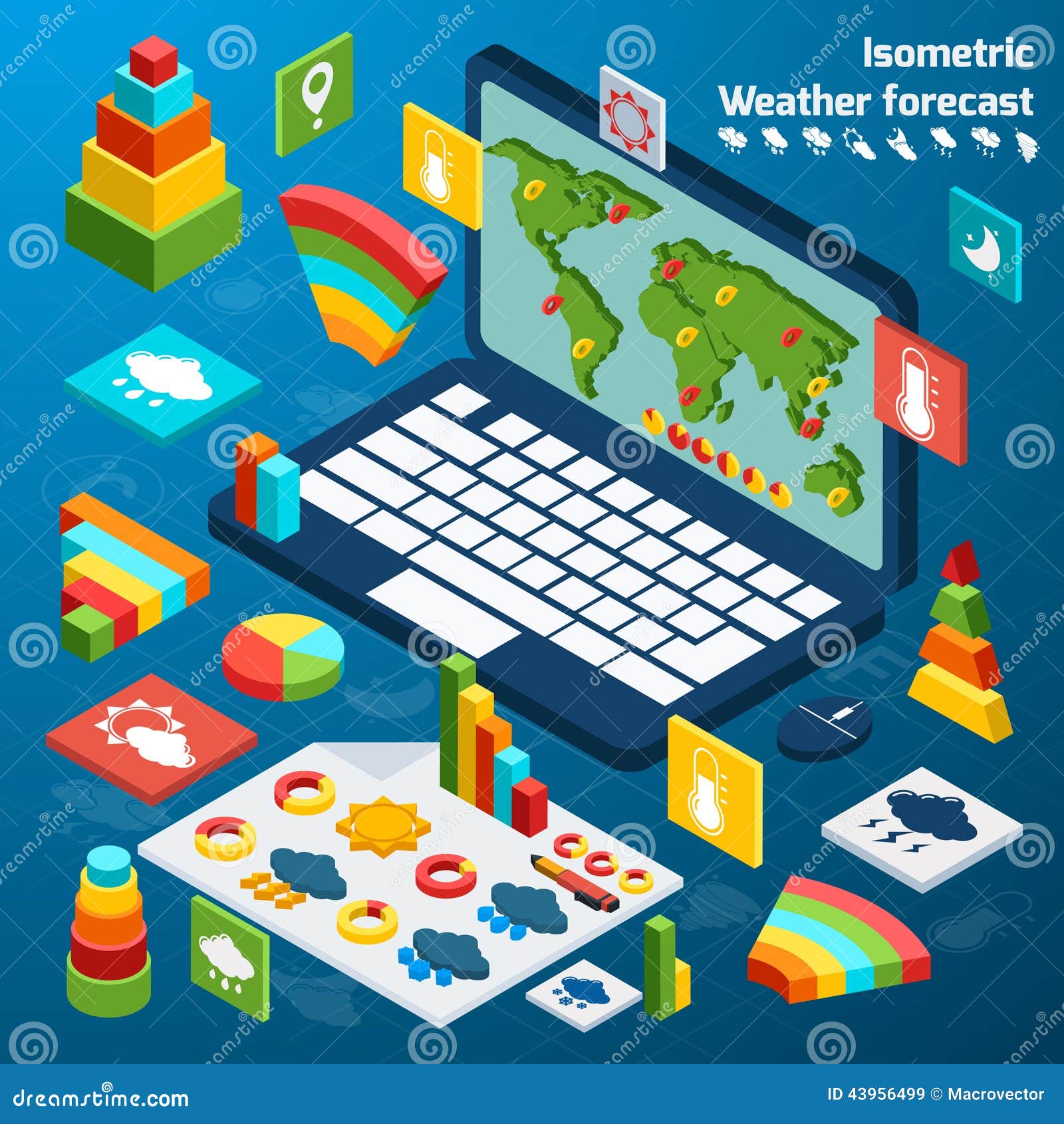 Hot Weather Isometric Flowchart Vector Illustration | CartoonDealer.com ...