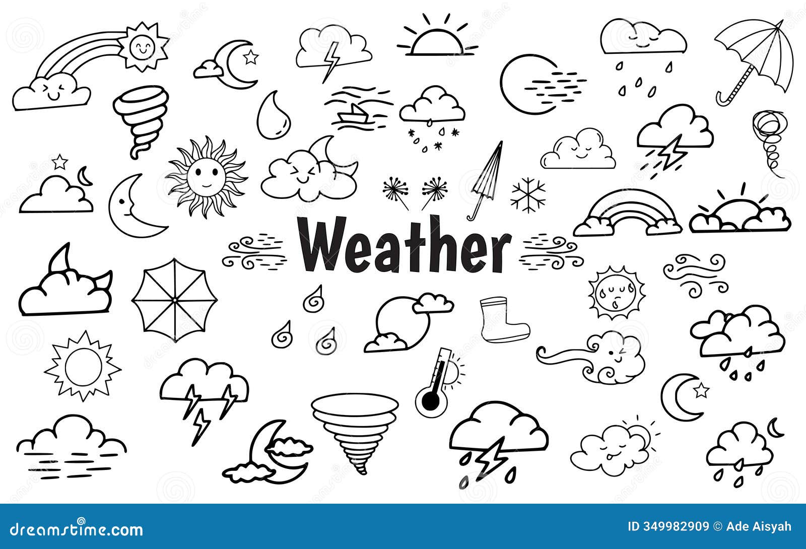 Weather Line Art Doodle Line Art Vector Illustration Stock Illustration ...