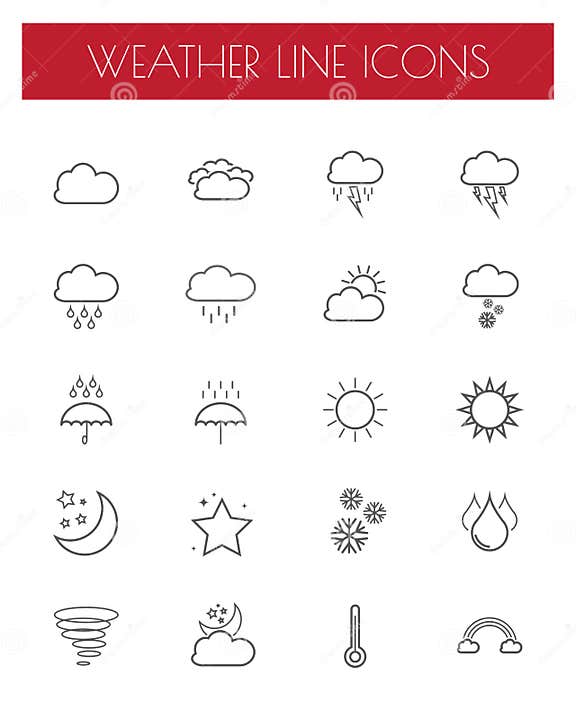 Weather line icons set stock vector. Illustration of nature - 53653861