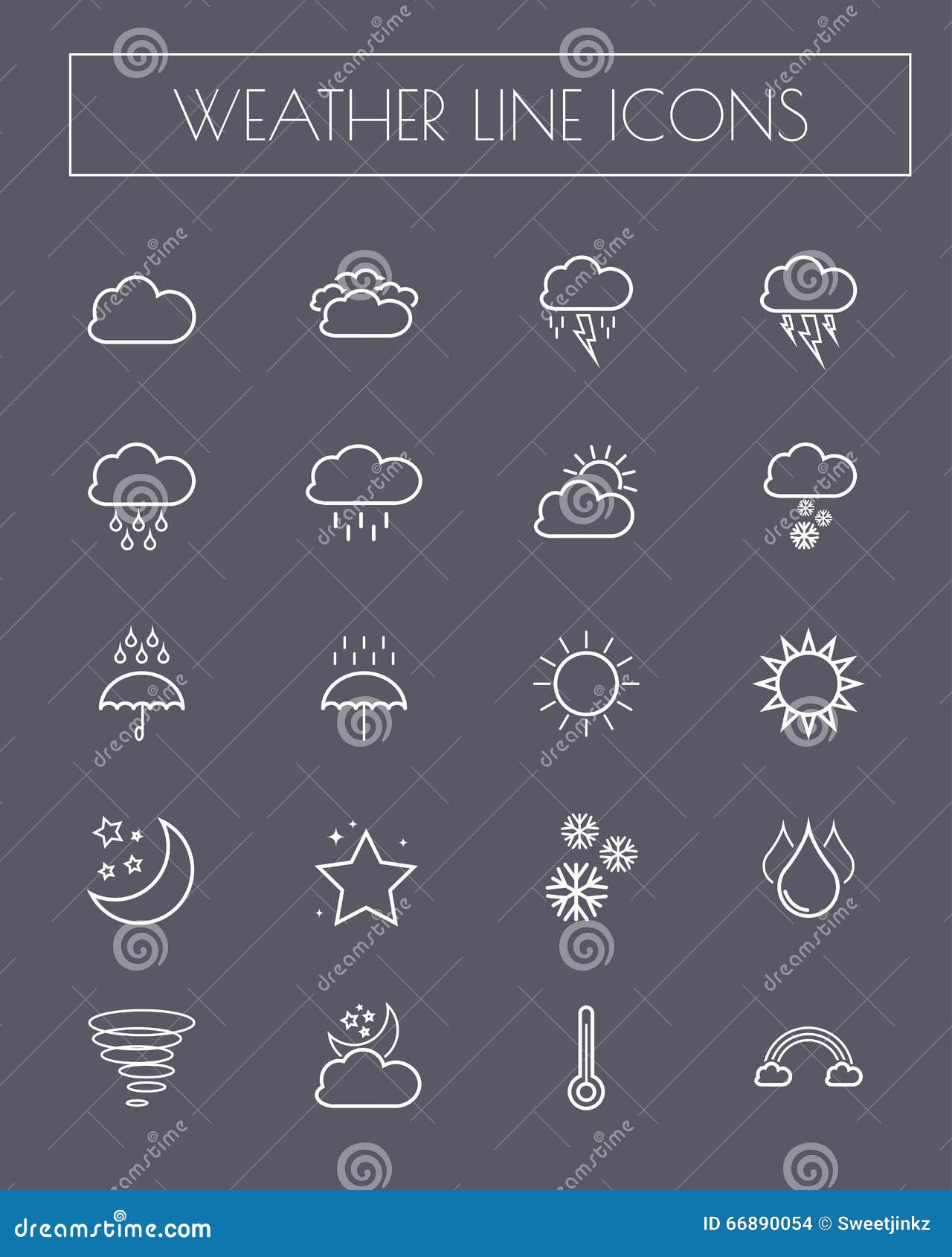 Weather Line Icons Set.vector. Stock Vector - Illustration of rainy ...