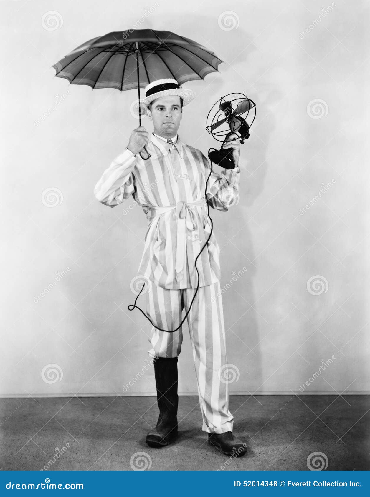 The Weather Man with Umbrella, Boot and Fan Stock Photo - Image of ...