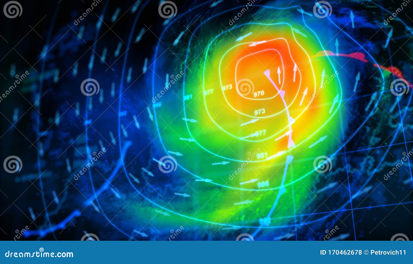 Storm Map with Color Layers Stock Illustration - Illustration of ...