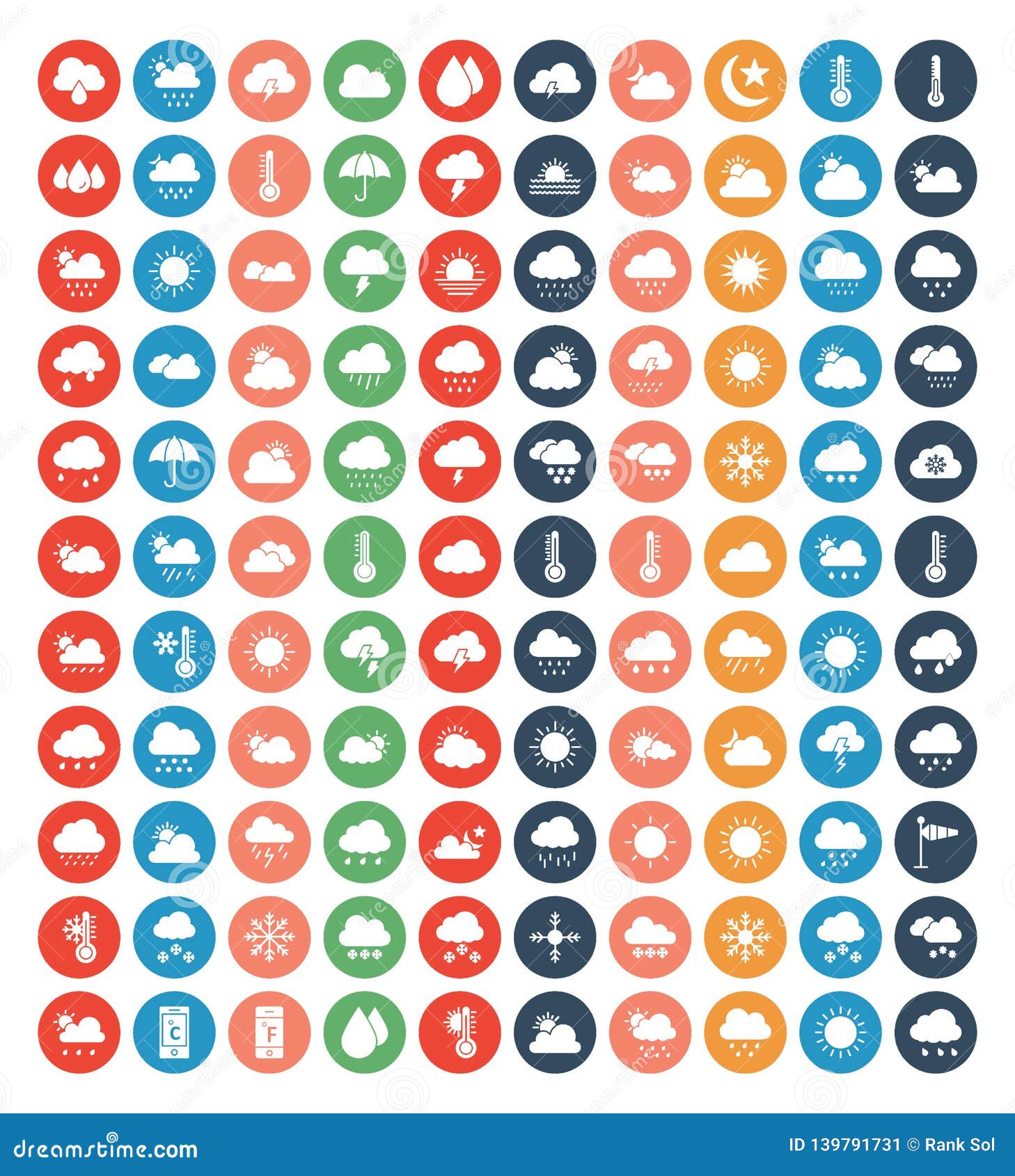 Weather Material Vector Icons Set that Can Easily Modify or Edit Stock ...