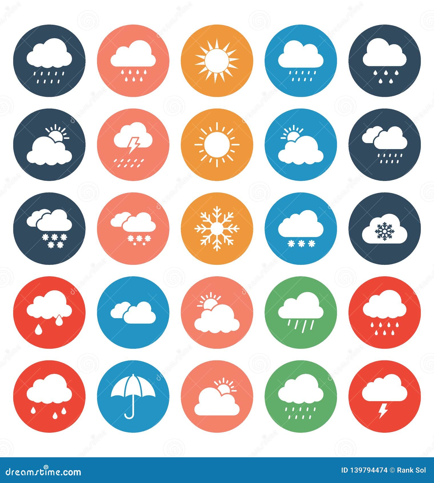 Weather Material Vector Icons Set that Can Easily Modify or Edit Stock ...