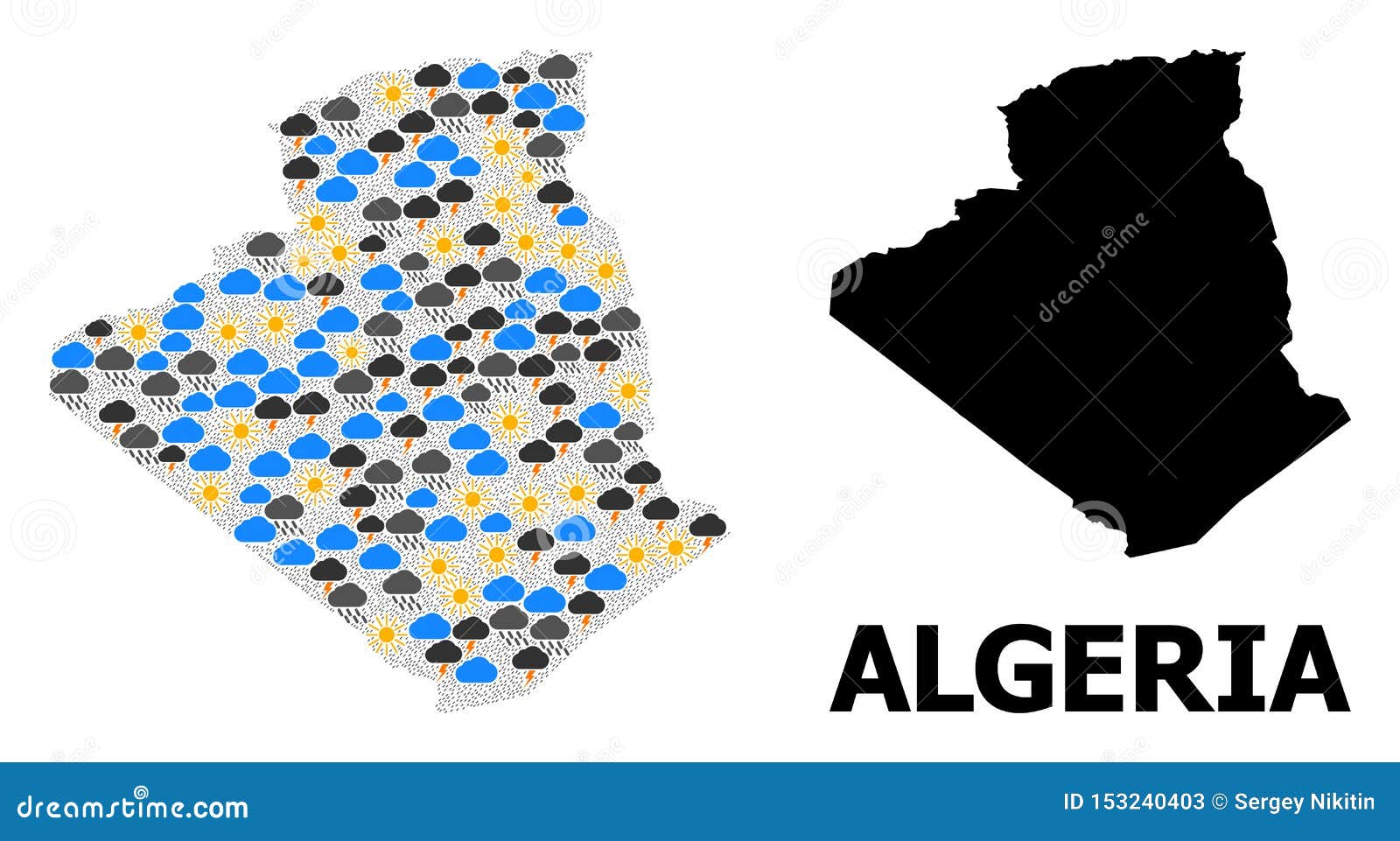Weather Mosaic Map of Algeria Stock Illustration - Illustration of ...