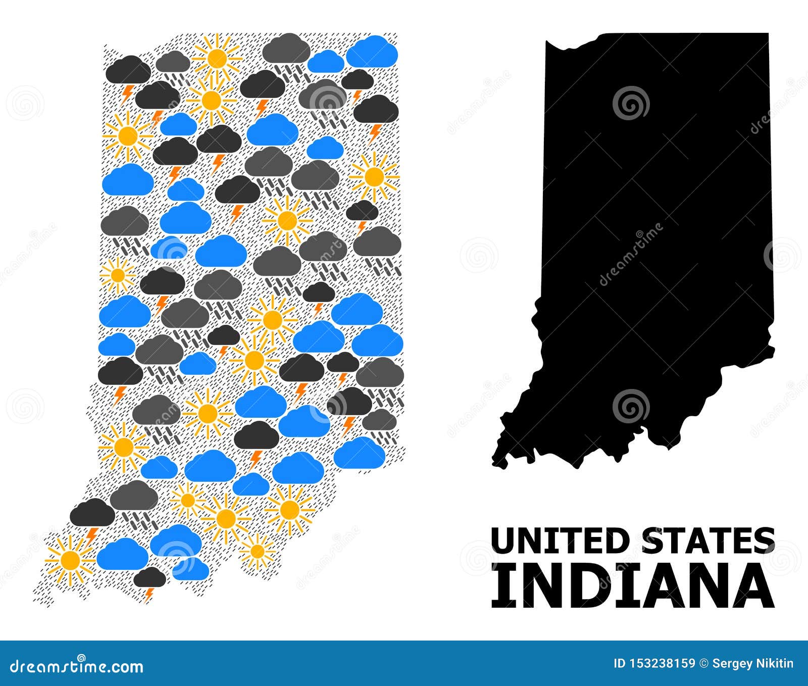 Indiana IN Weather USA Map United States America Climate Change Royalty ...