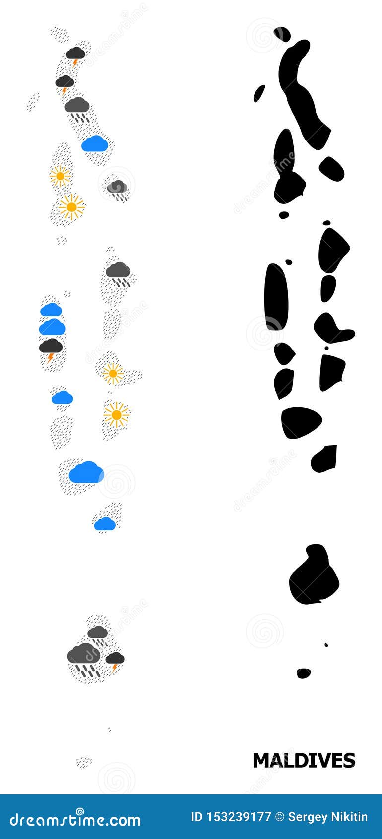 Weather Mosaic Map of Maldives Stock Illustration - Illustration of ...