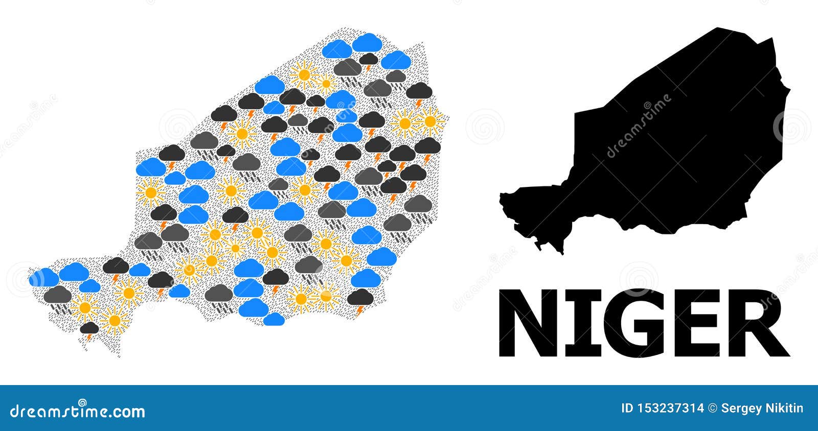 Weather Mosaic Map of Niger Stock Illustration - Illustration of ...