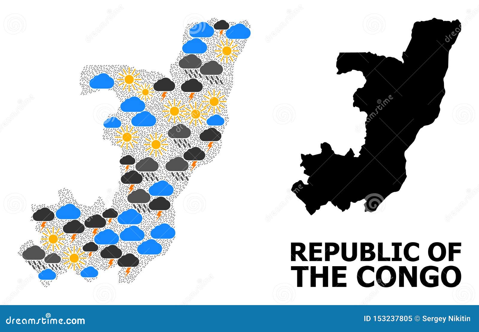 Weather Mosaic Map of Republic of the Congo Stock Illustration ...