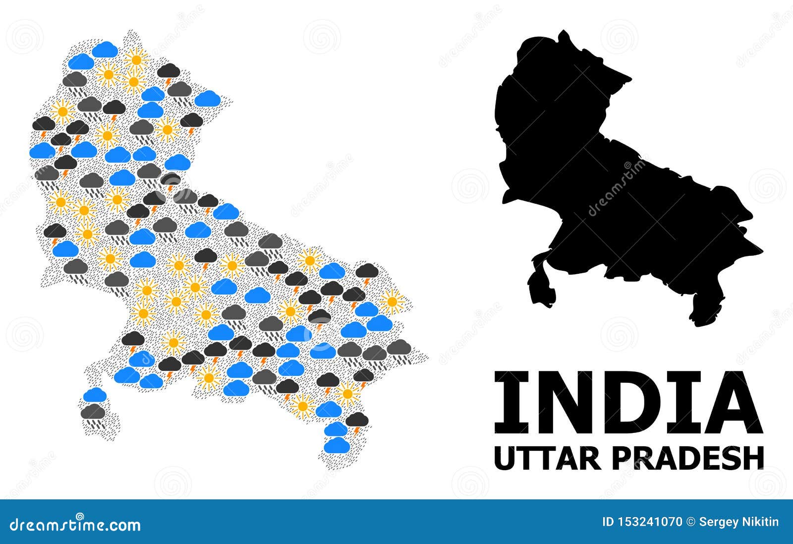 Weather Mosaic Map of Uttar Pradesh State Stock Illustration ...