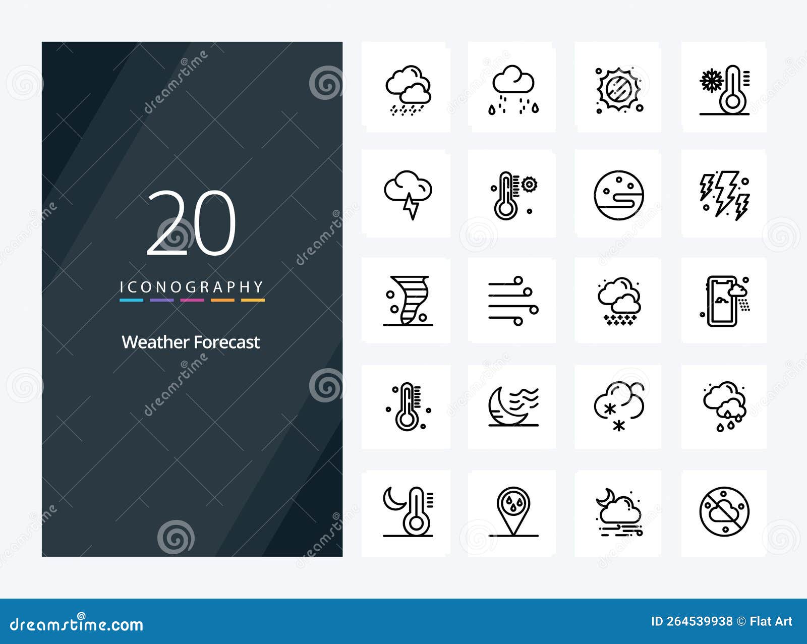 20 Weather Outline Icon for Presentation Stock Vector - Illustration of ...