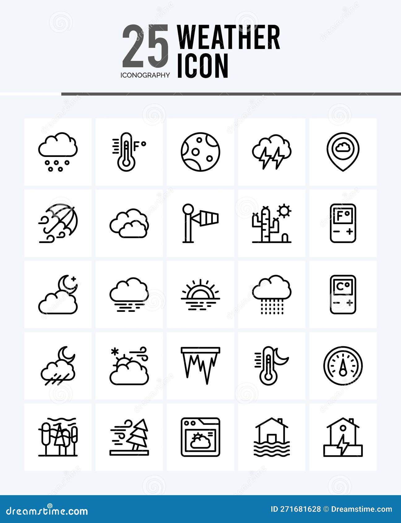 25 Weather Outline Icons Pack Vector Illustration Stock Vector ...