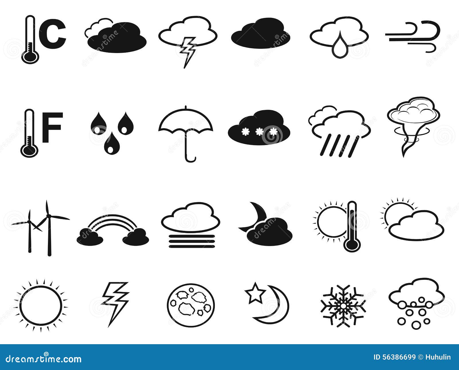 Weather outline icons set stock vector. Illustration of climate - 56386699