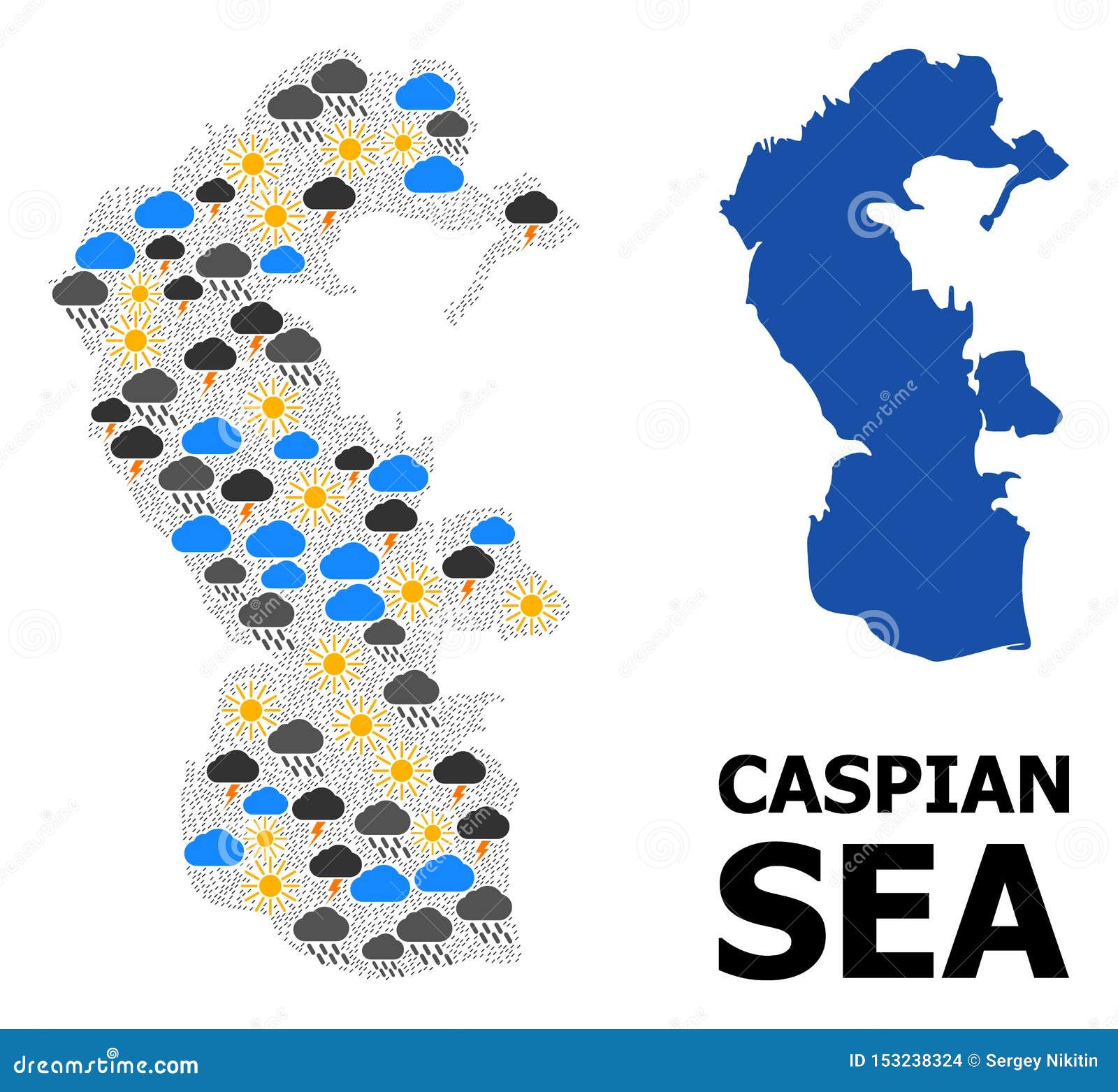 Weather Pattern Map of Caspian Sea Stock Illustration - Illustration of ...