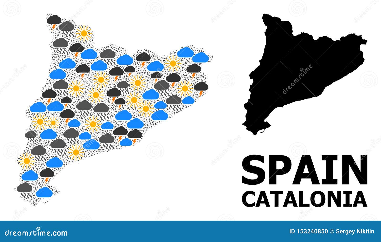 Weather Pattern Map of Catalonia Stock Illustration - Illustration of ...