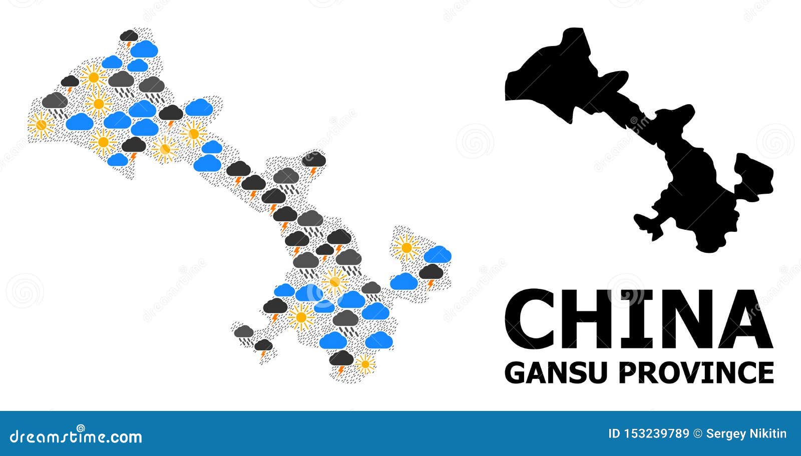 Weather Pattern Map of Gansu Province Stock Illustration - Illustration ...