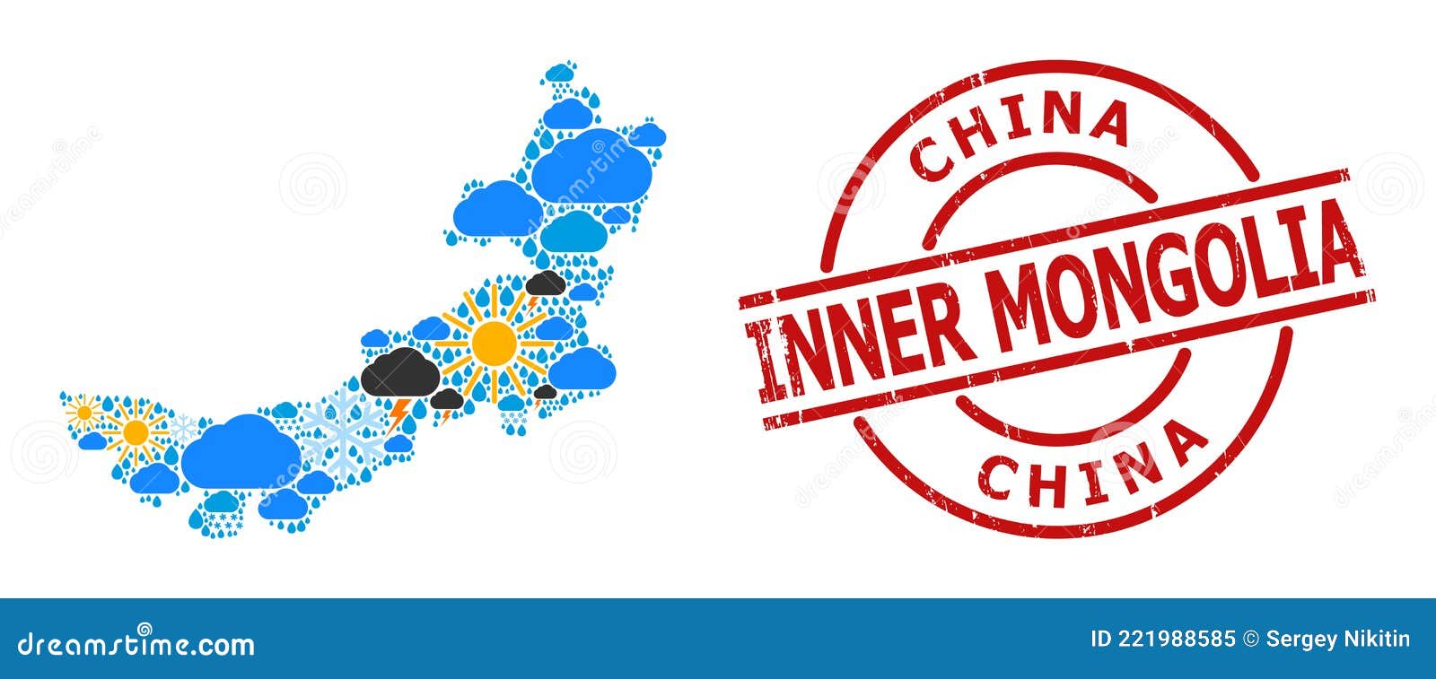Weather Pattern Map of Inner Mongolia and Distress Stamp Stock Vector ...