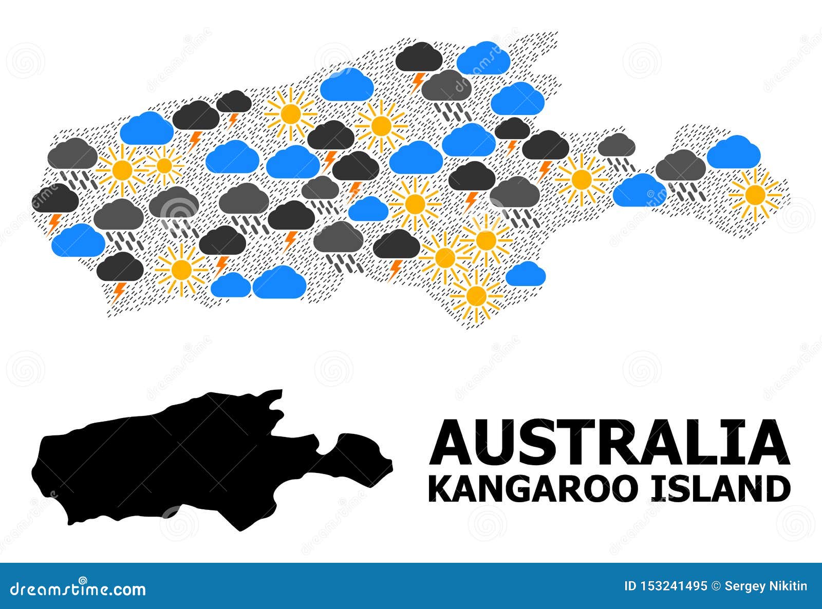Weather Pattern Map of Kangaroo Island Stock Illustration ...