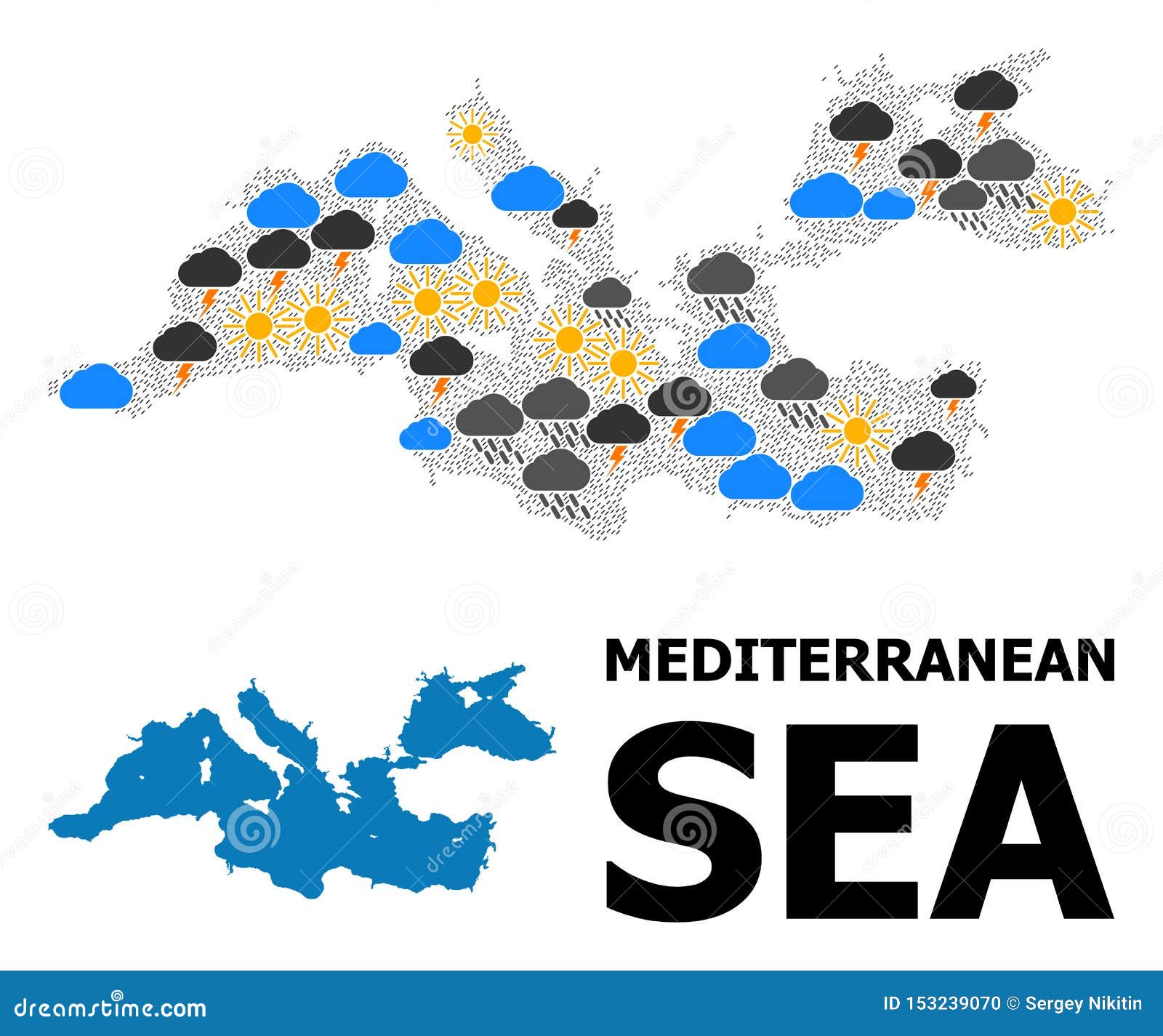Weather Pattern Map of Mediterranean Sea Stock Illustration ...