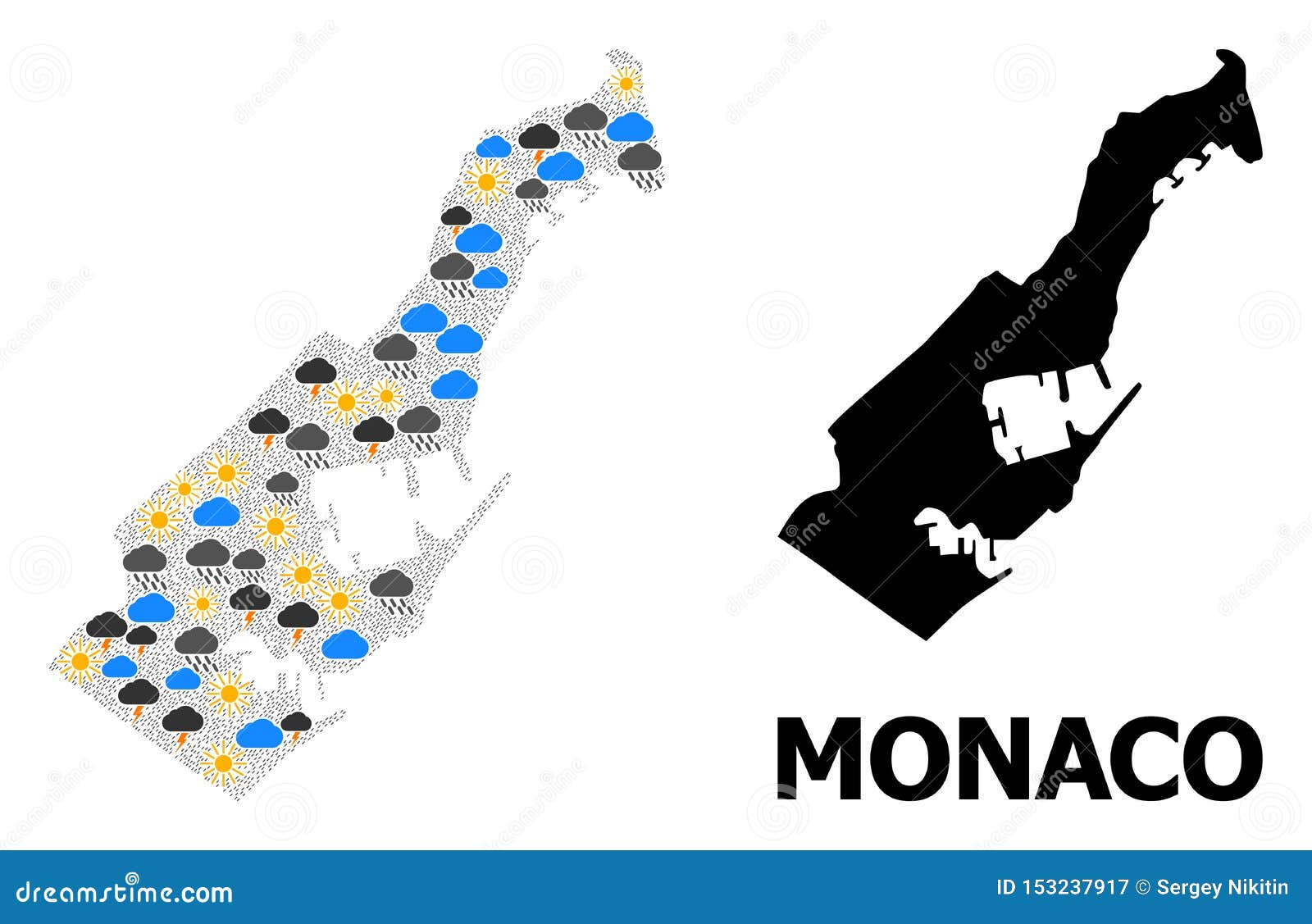 Weather Pattern Map of Monaco Stock Illustration - Illustration of ...