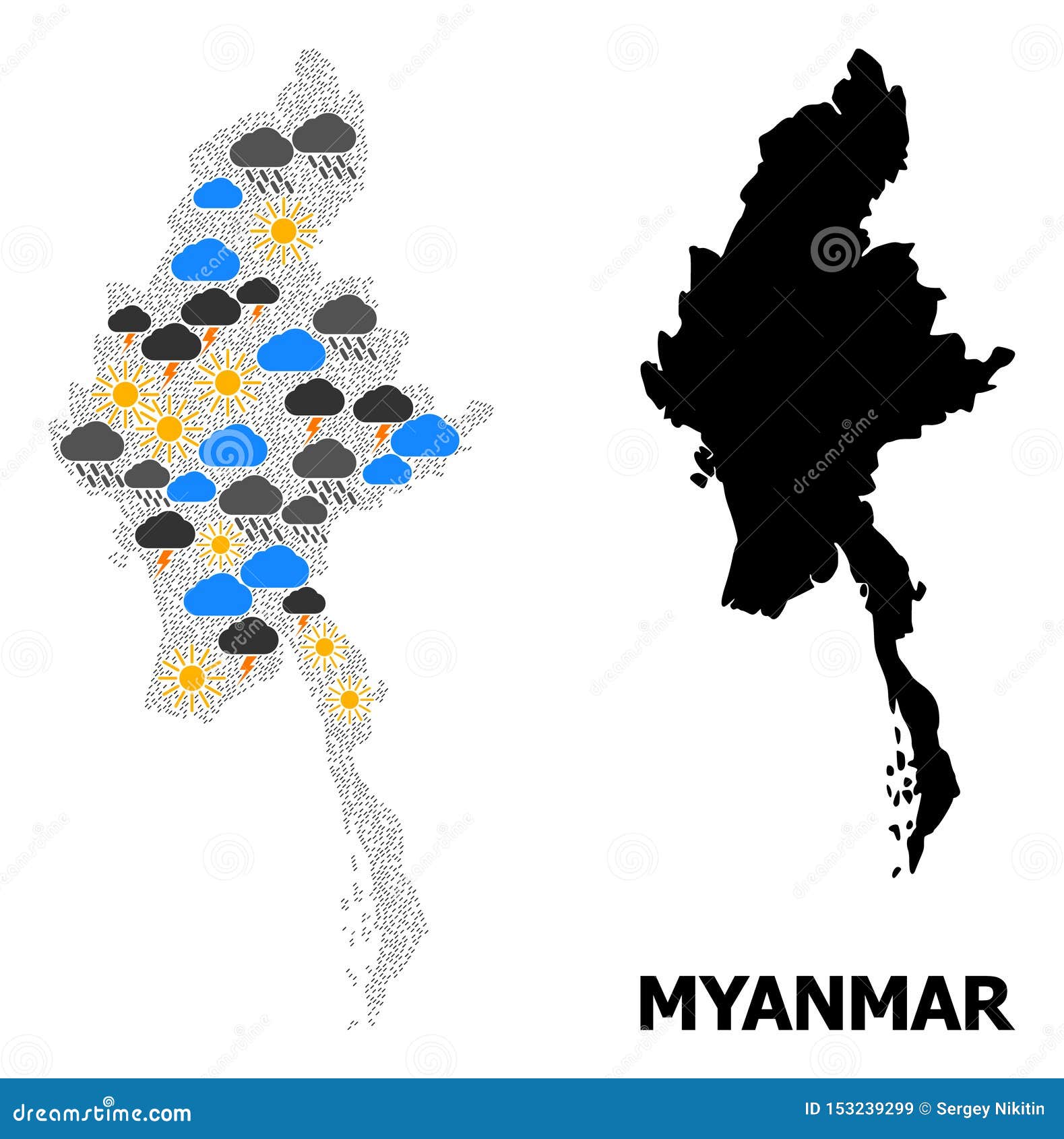 Weather Pattern Map of Myanmar Stock Illustration - Illustration of ...