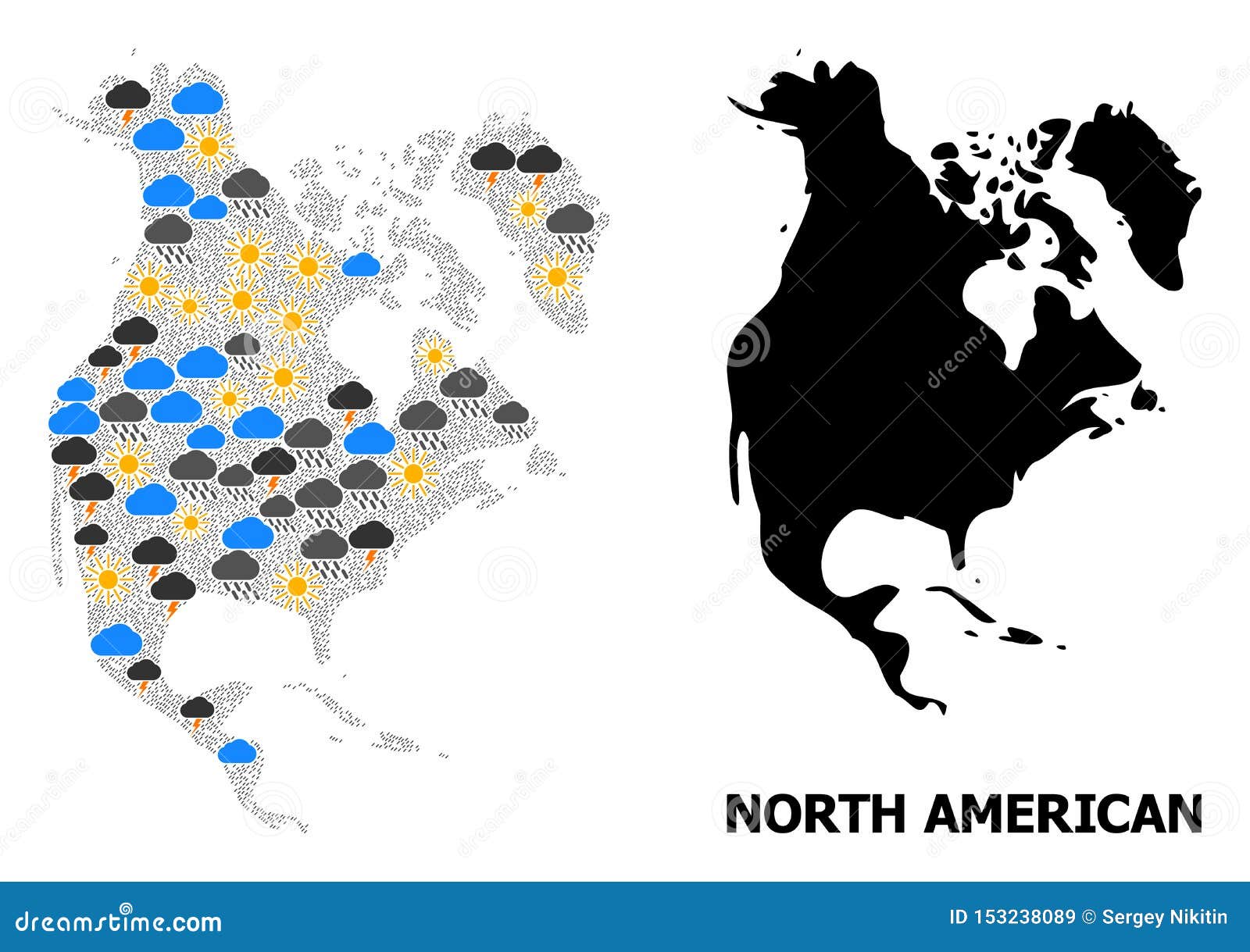 Weather Pattern Map of North America Stock Illustration - Illustration ...
