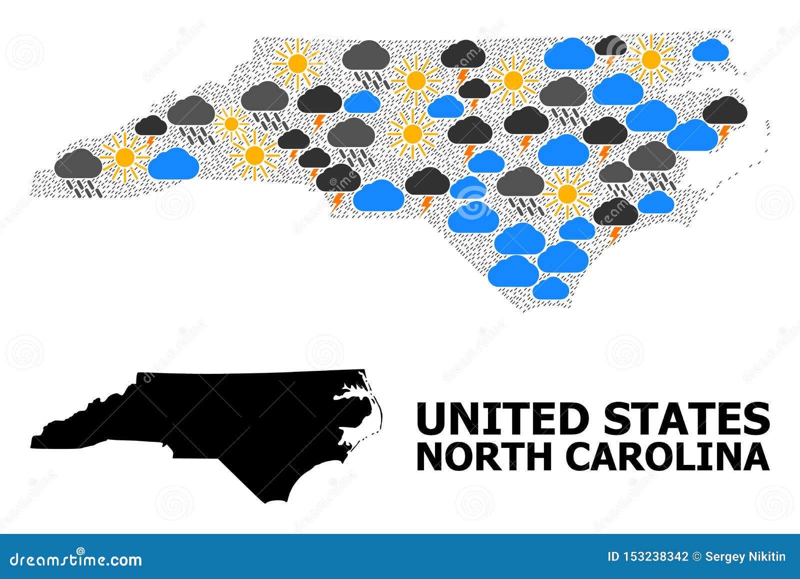 Weather Pattern Map of North Carolina State Stock Illustration ...