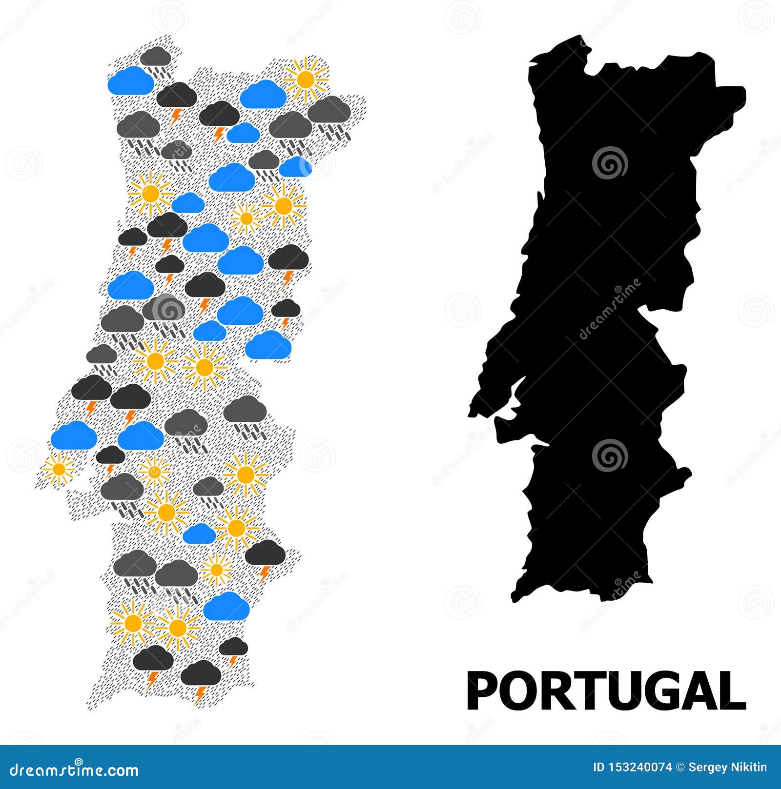 Weather Pattern Map of Portugal Stock Illustration - Illustration of ...