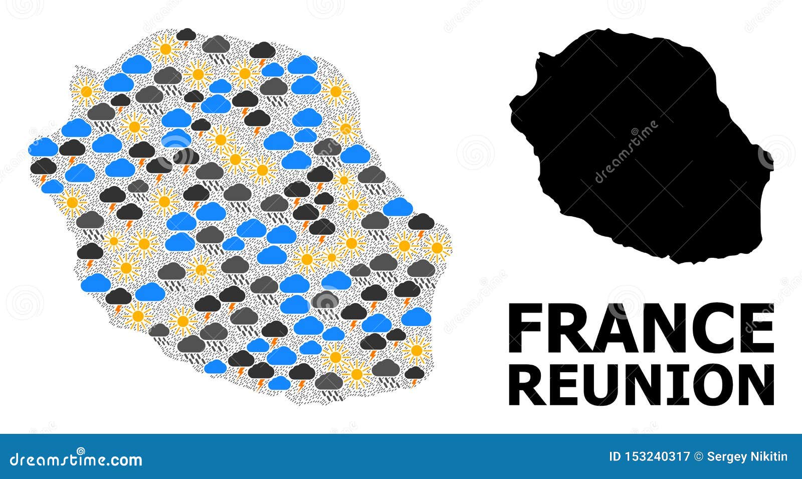 Weather Pattern Map of Reunion Island Stock Illustration - Illustration ...