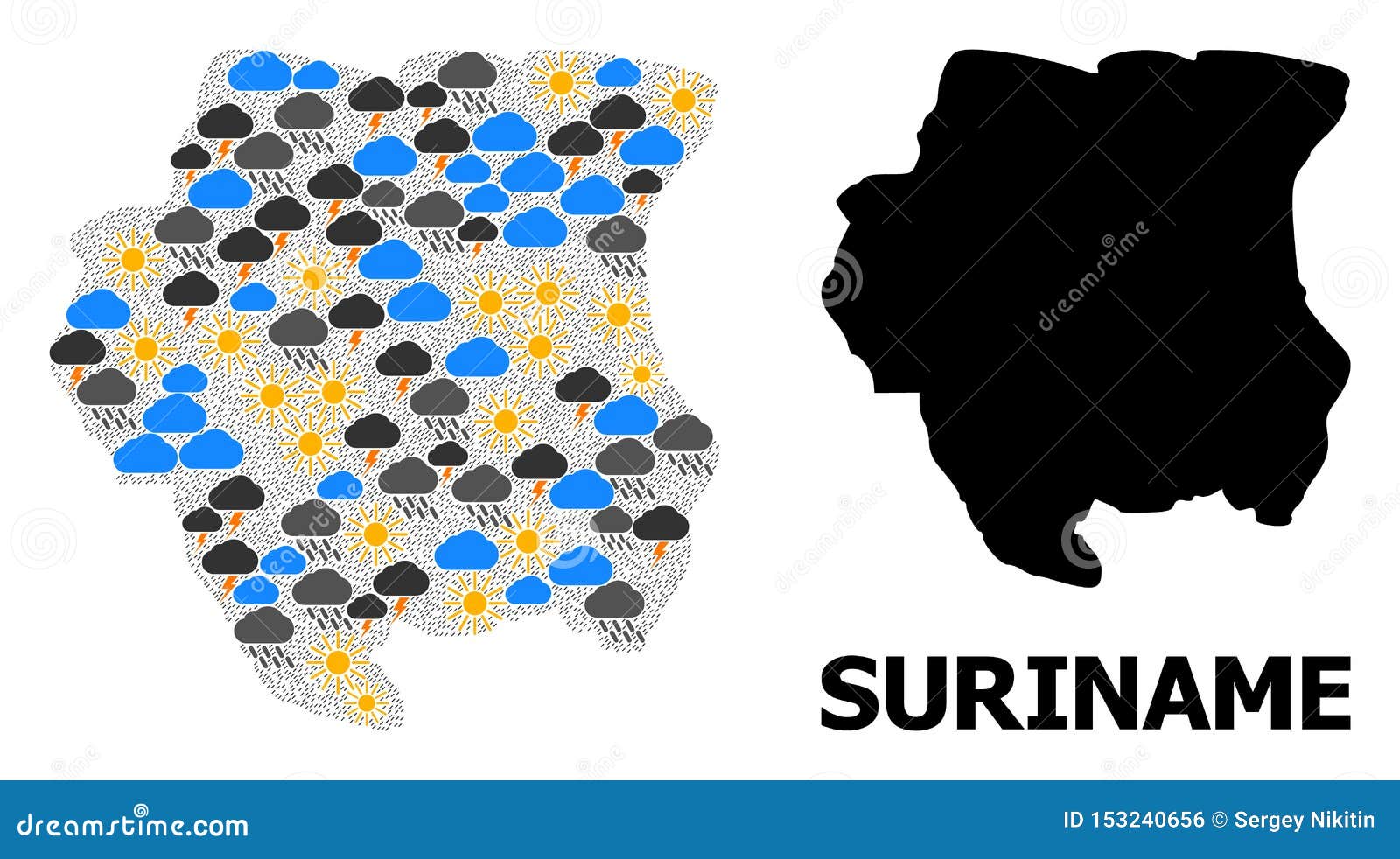 Weather Pattern Map of Suriname Stock Illustration - Illustration of ...