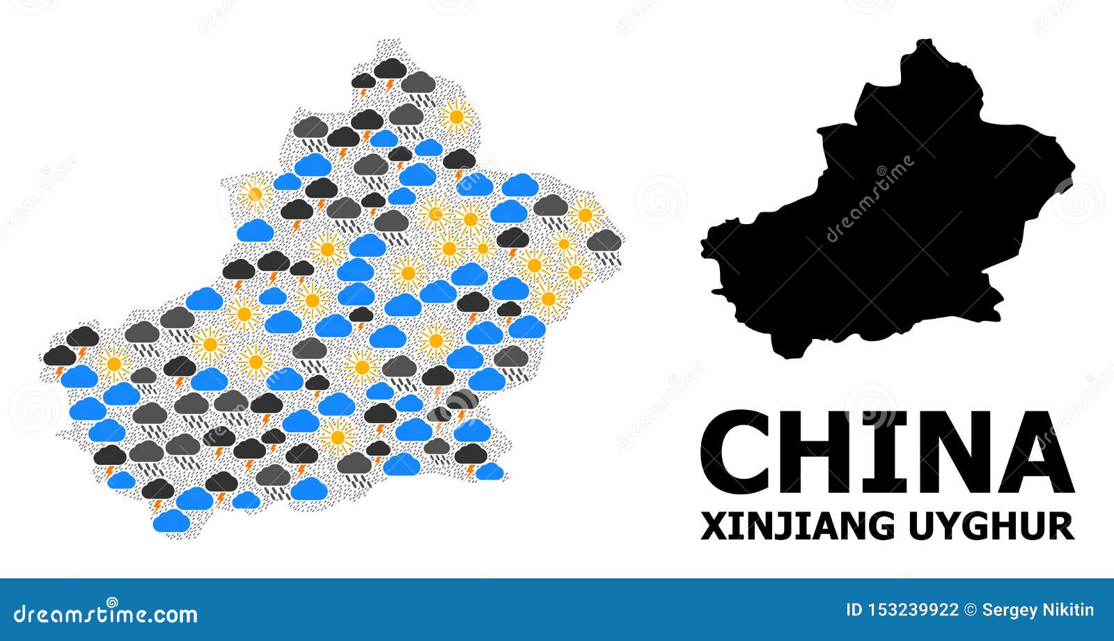 Weather Pattern Map of Xinjiang Uyghur Region Stock Illustration ...