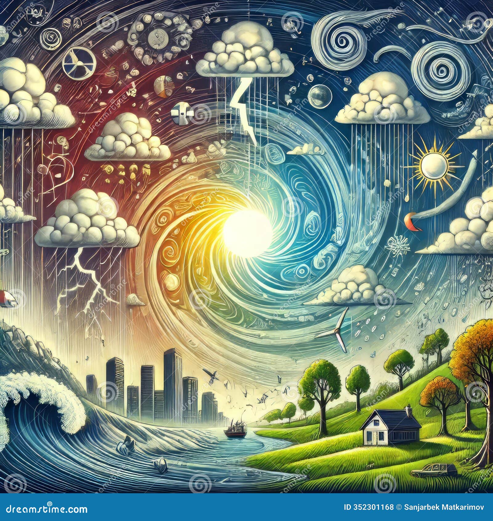 Weather Patterns Diagrams Illustrations Of Meteorological Phenom Stock ...