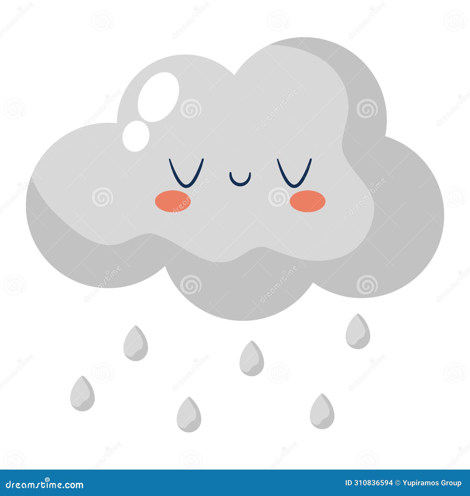 Weather rain cloud cute stock illustration. Illustration of funny ...