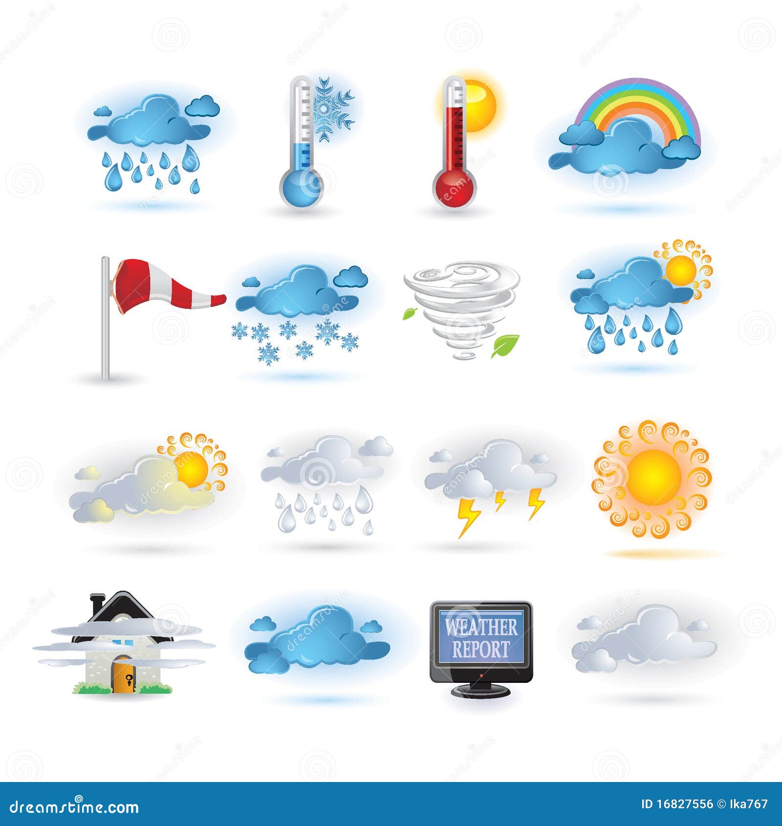 Weather report icon set stock vector. Illustration of element - 16827556