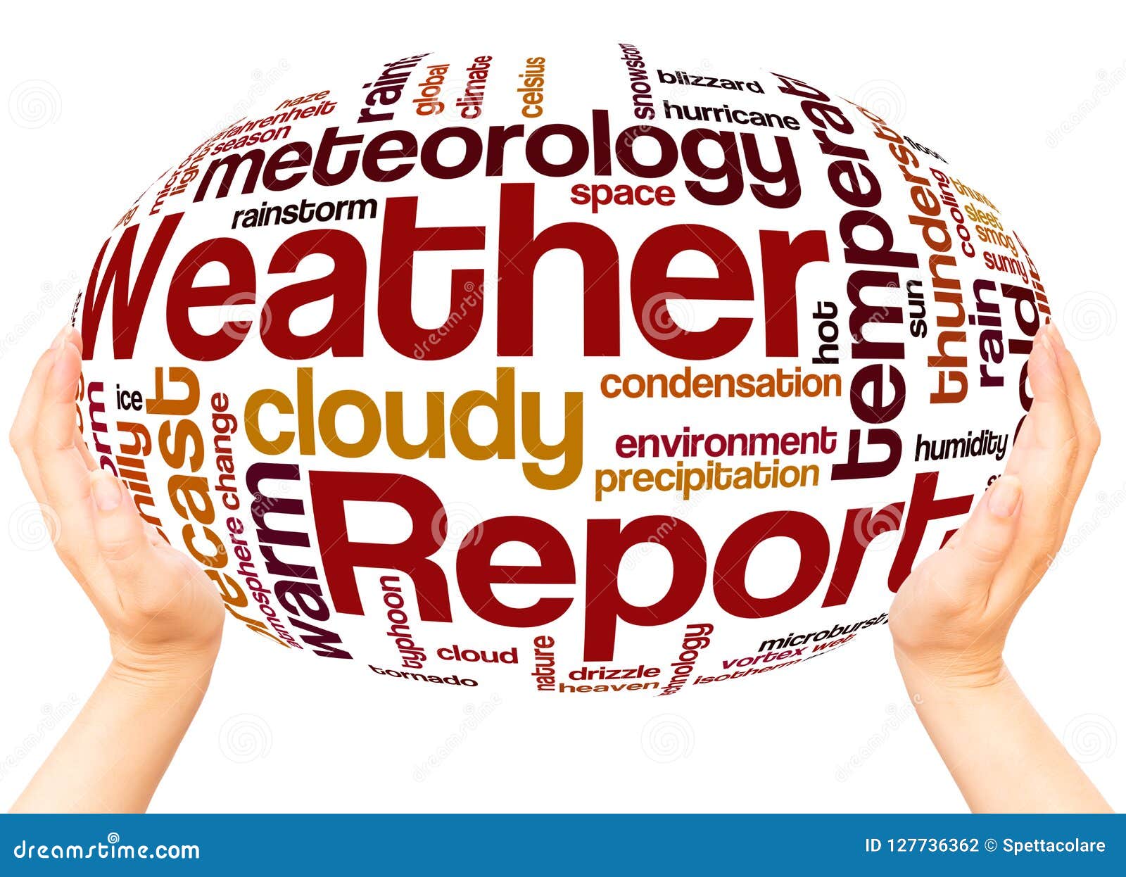 Weather Report Word Cloud Hand Sphere Concept Stock Illustration ...