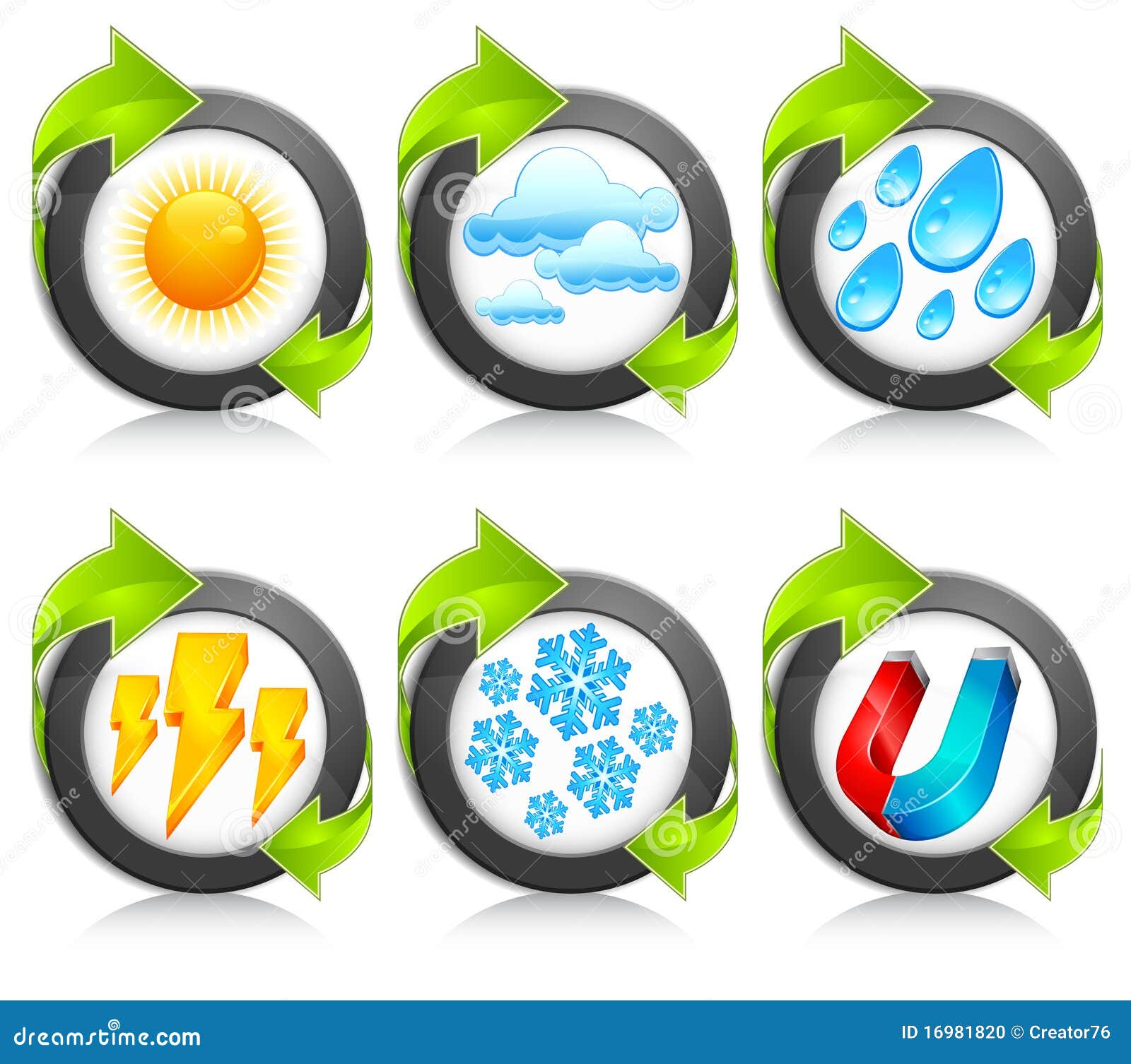 Weather Round Icons & Arrow Stock Vector - Illustration of sign ...
