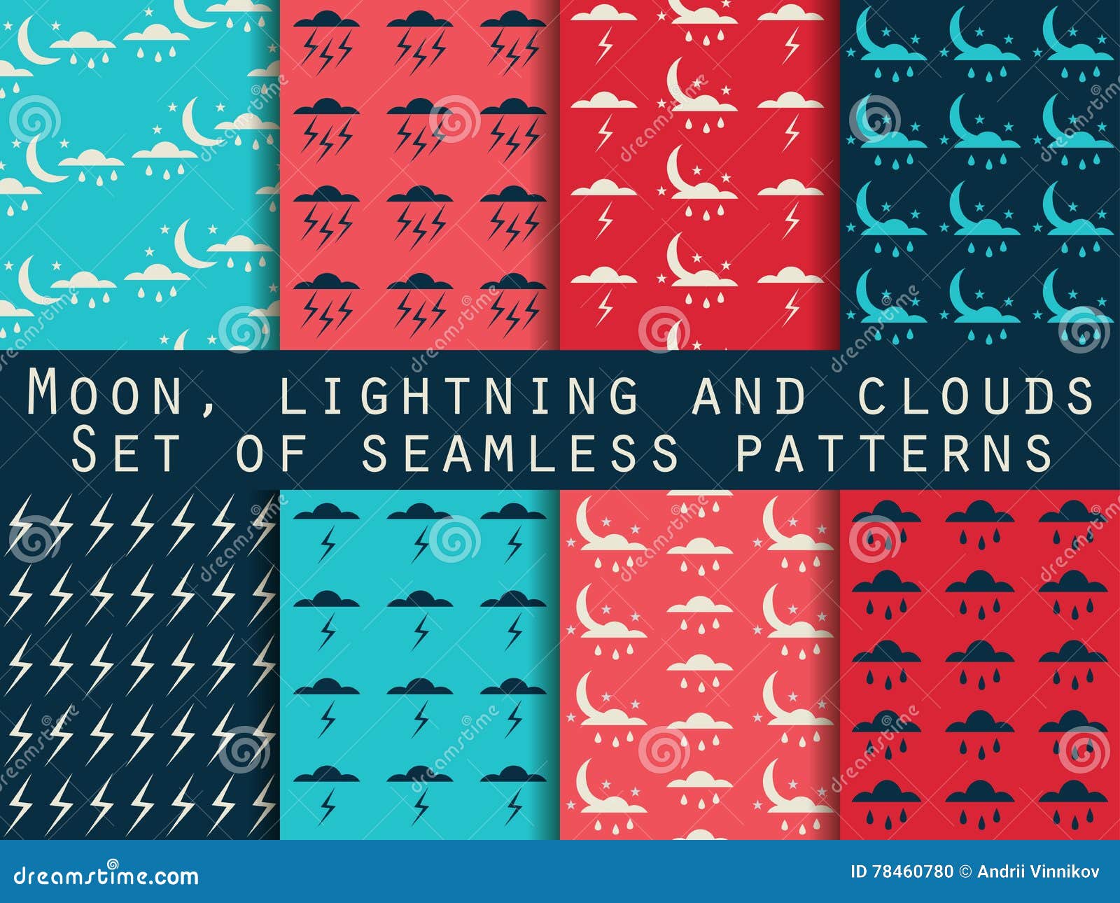 Weather Seamless Pattern with Clouds and Rain Drops. Stock Vector ...